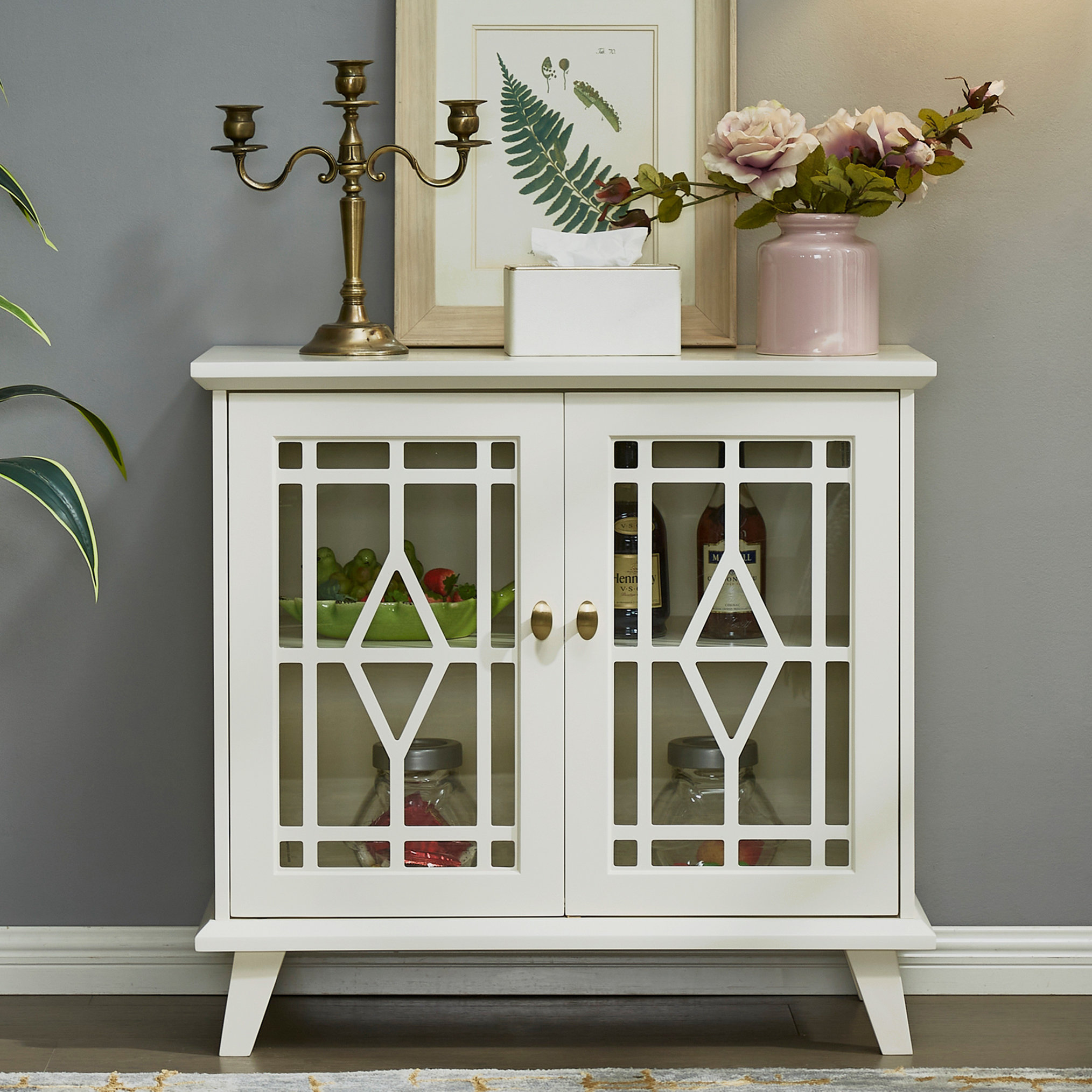 Red Barrel Studio Armoire de rangement avec tablette, buffet blanc pour ...