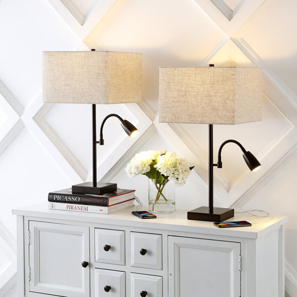 Latitude Run® Zenah Table Lamp Set 25.5" Bronze Table Lamp Set with USB ...