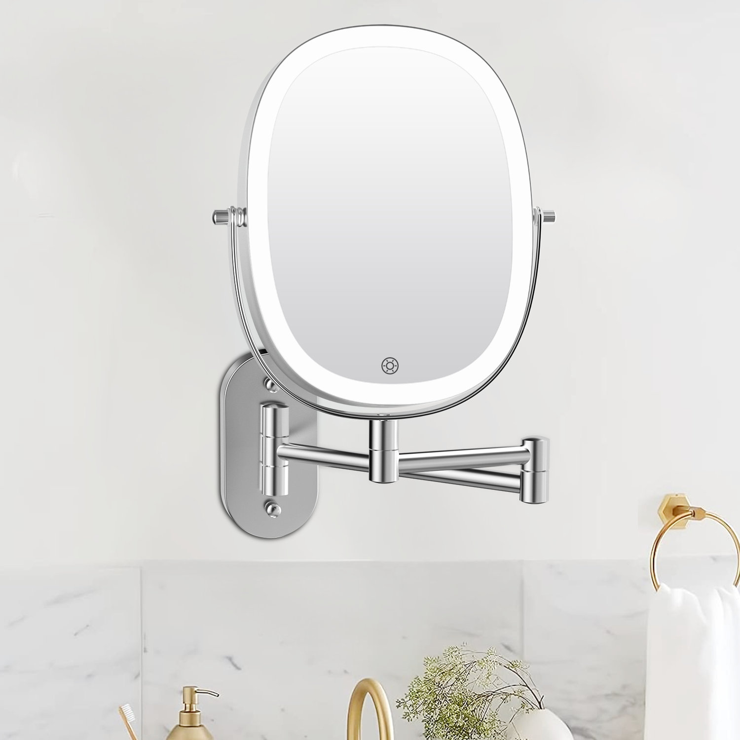 Orren Ellis Darianny Oval LED Lighted Magnifying Bathroom Wall Mounted ...