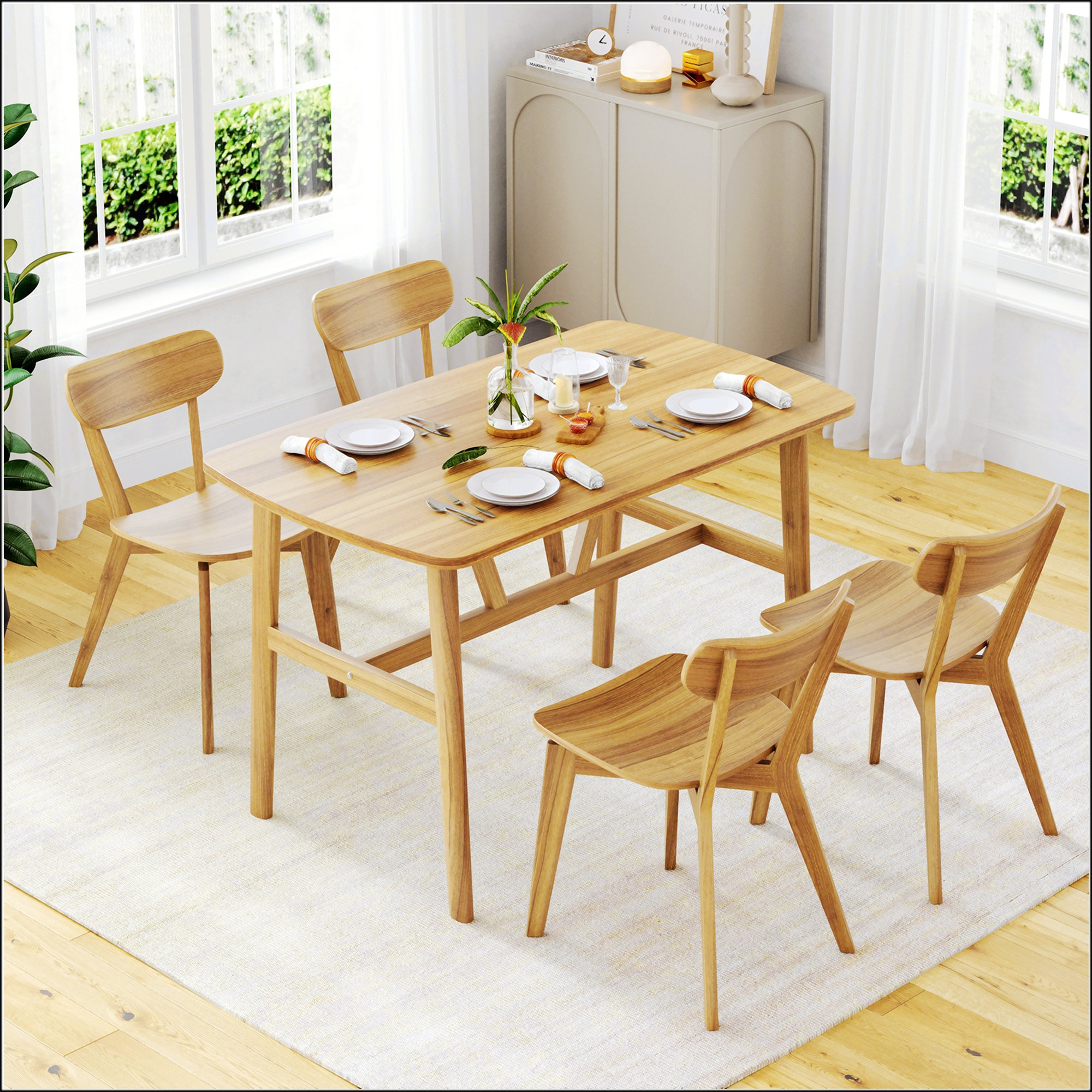 Ivy Bronx Modern Rectangular Wood Kitchen Table For 4-6 Person, Sturdy ...