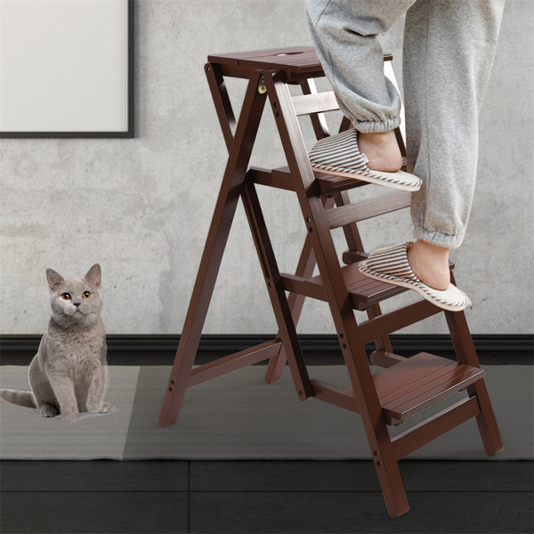WFX Utility™ Sharatan 4 - Step Wood Folding Ladder & Reviews | Wayfair