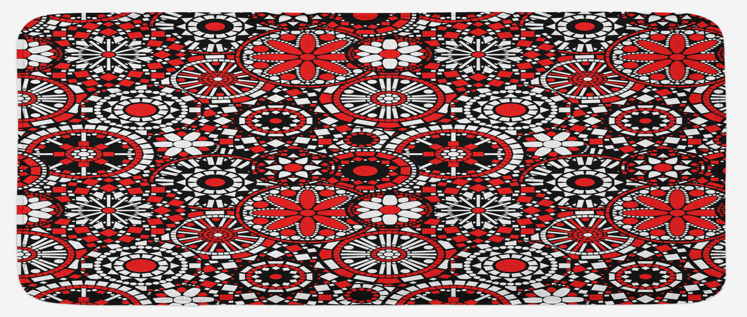 Bless international Tapis de cuisine blanc blanc noir style mosaïque à ...