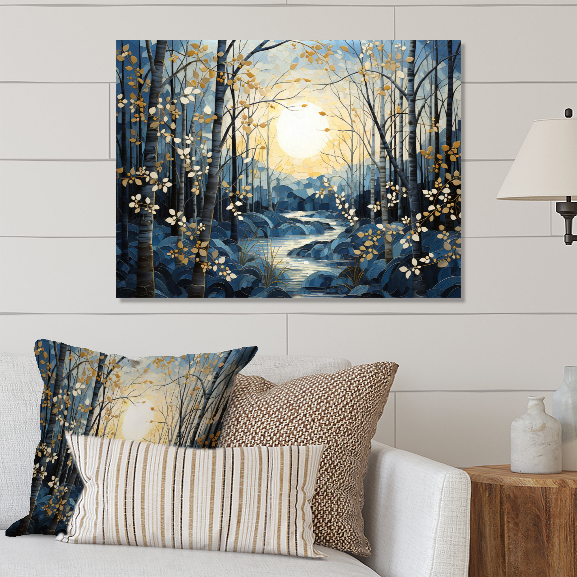 Red Barrel Studio® Birch Woods Mystic Moonlight V - Tree Birch Print on ...