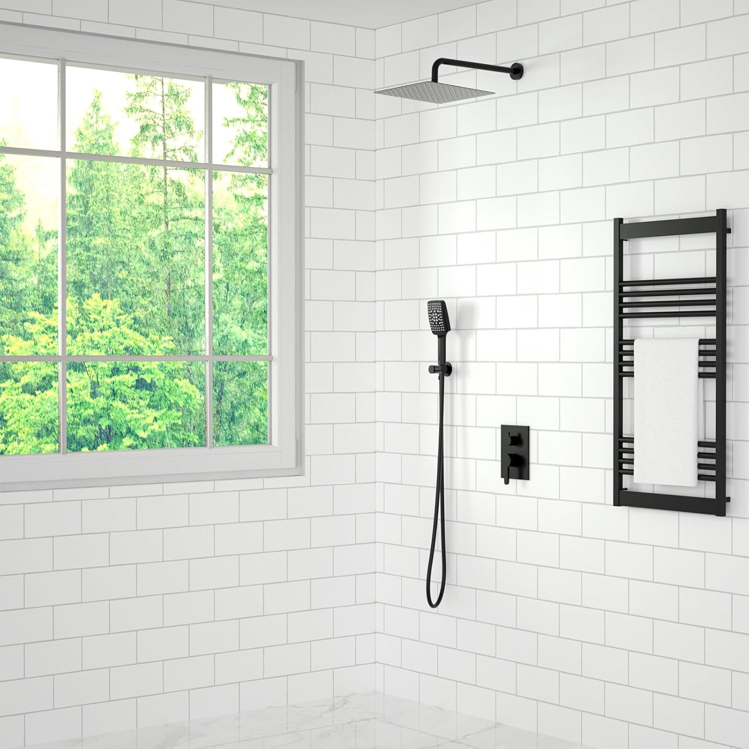 Frontier Grain Wall Mounted Shower System With 12 Inch Rain Shower Head ...