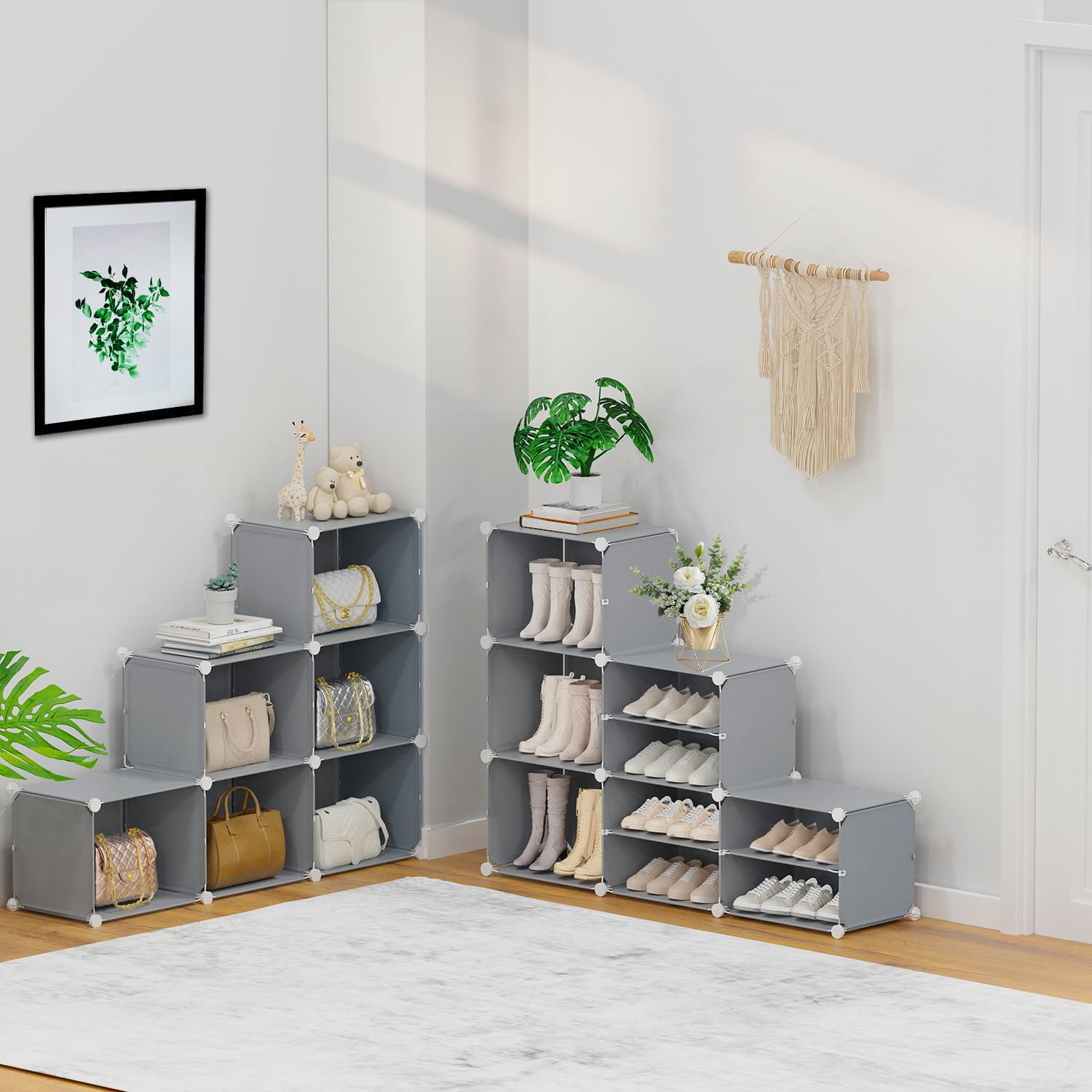 Rebrilliant 8-Tier Portable Shoe Rack Organizer With Covers 48-Pair ...