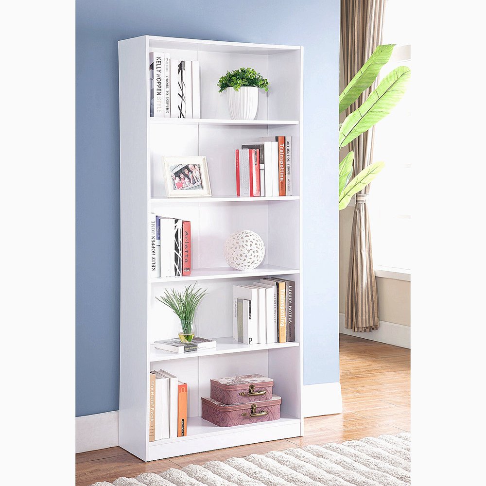 Latitude Run® White Bookcase Display, Modern Bookstand With Five ...