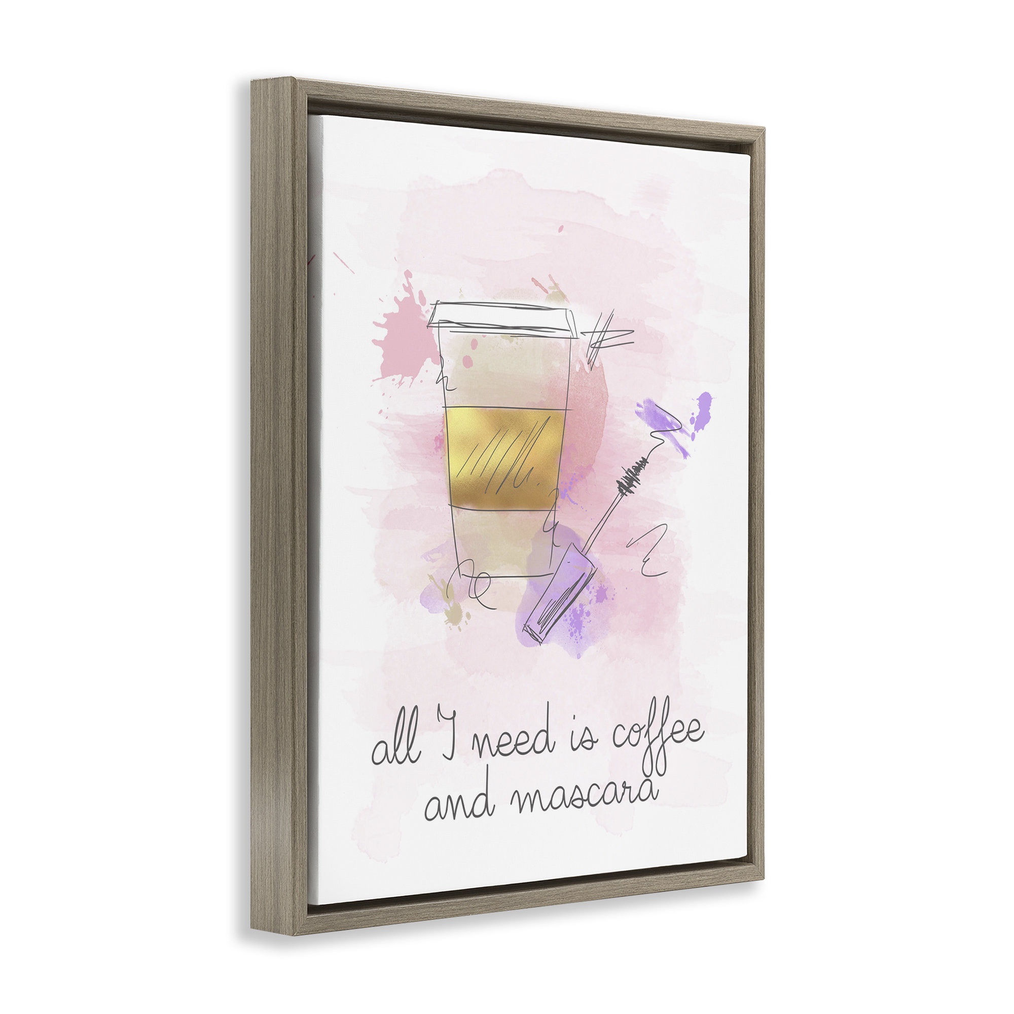 Lark Manor™ Need Coffee & Mascara Framed Floater Canvas Wall Art by ...