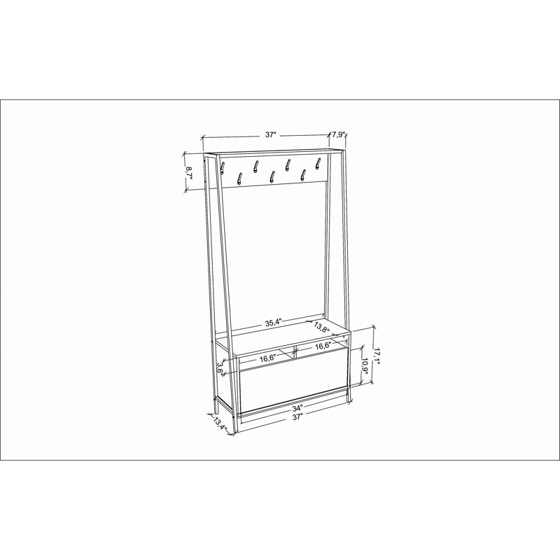 Wade Logan® Andreous Iron Hall Tree with Shoe Storage & Reviews | Wayfair