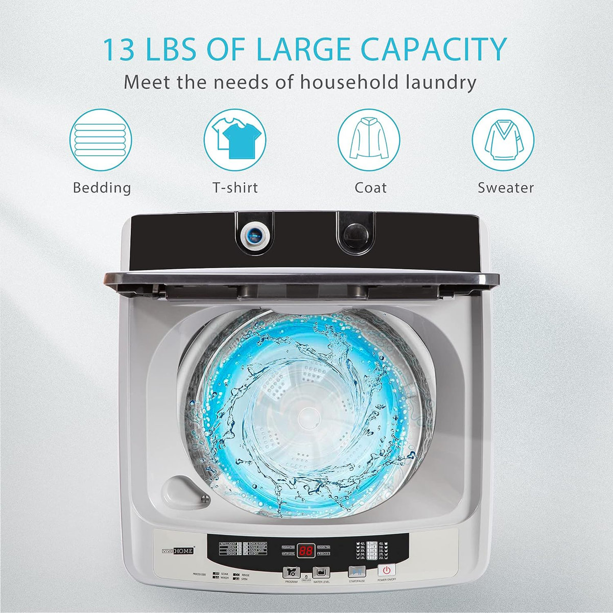 VIVOHOME 2 in 1 Portable Compact Full Automatic Washing Machine ...