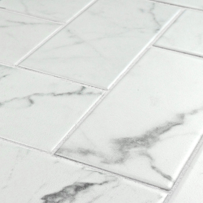 Merola Tile Classico Carrara 3" x 6" Ceramic Stone Look Subway Wall ...