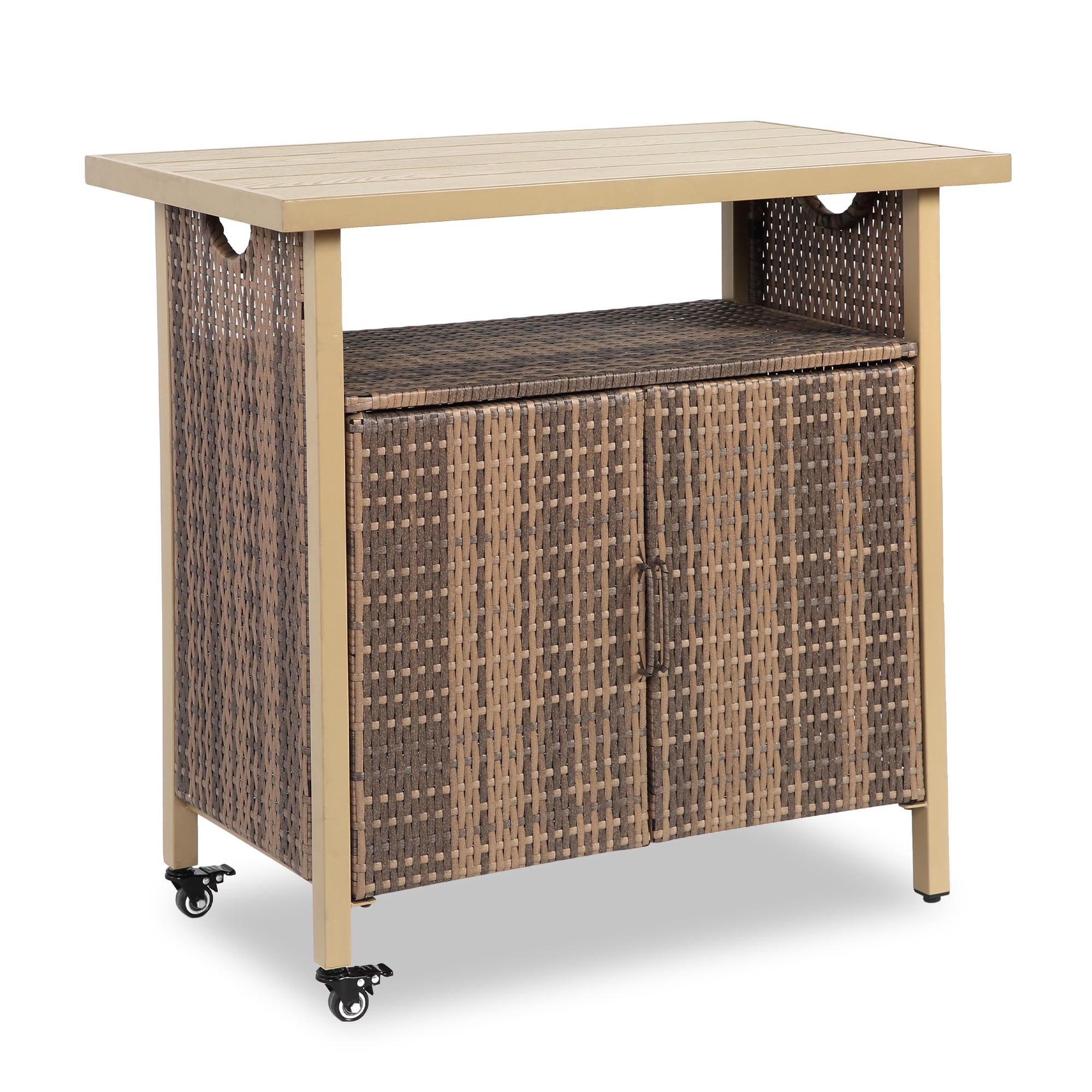 Latitude Run® Outdoor Bar Table with Storage Cabinet Patio Serving ...