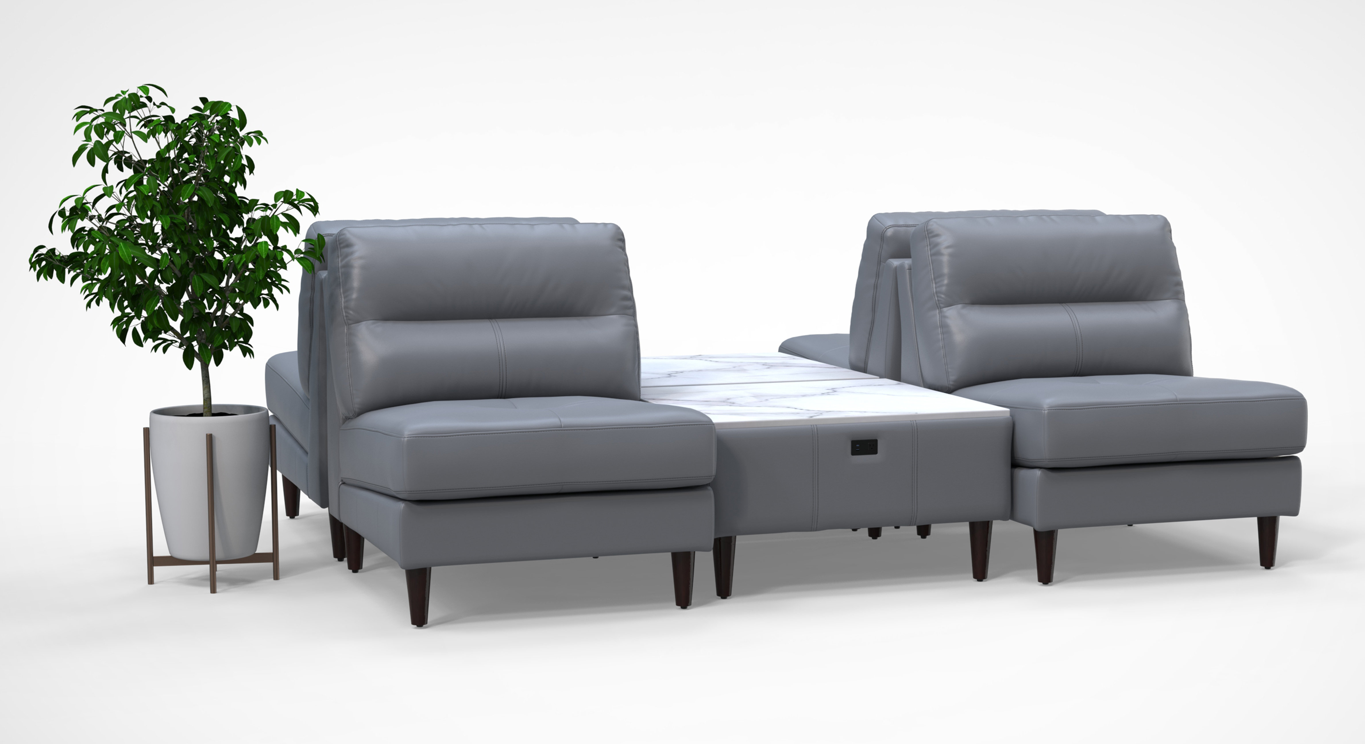 Reunion 4 Person Waiting Room Reception Chairs Set 100% Genuine Leather ...