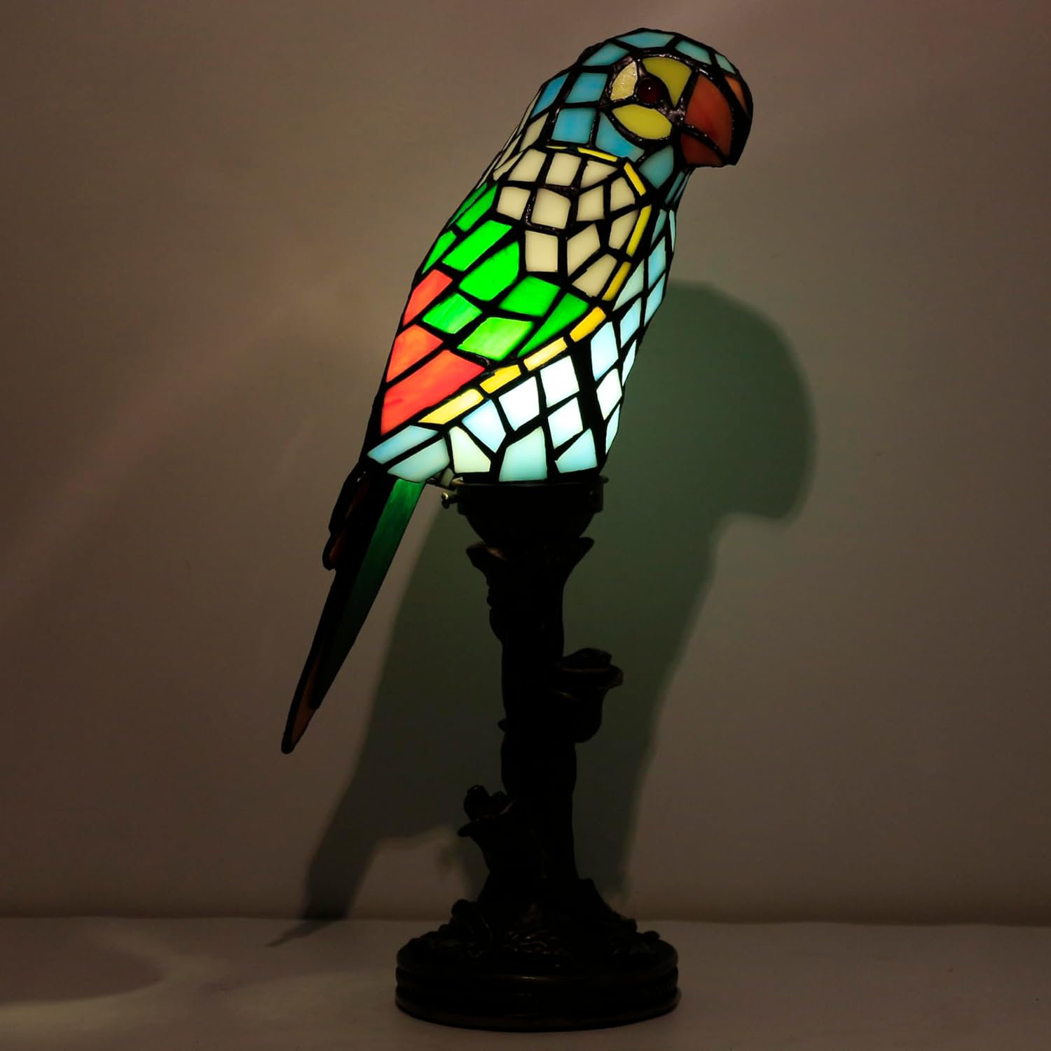 Bloomsbury Market Tiffany-Style Parrot Table Lamp, 15.3" Stained Glass ...