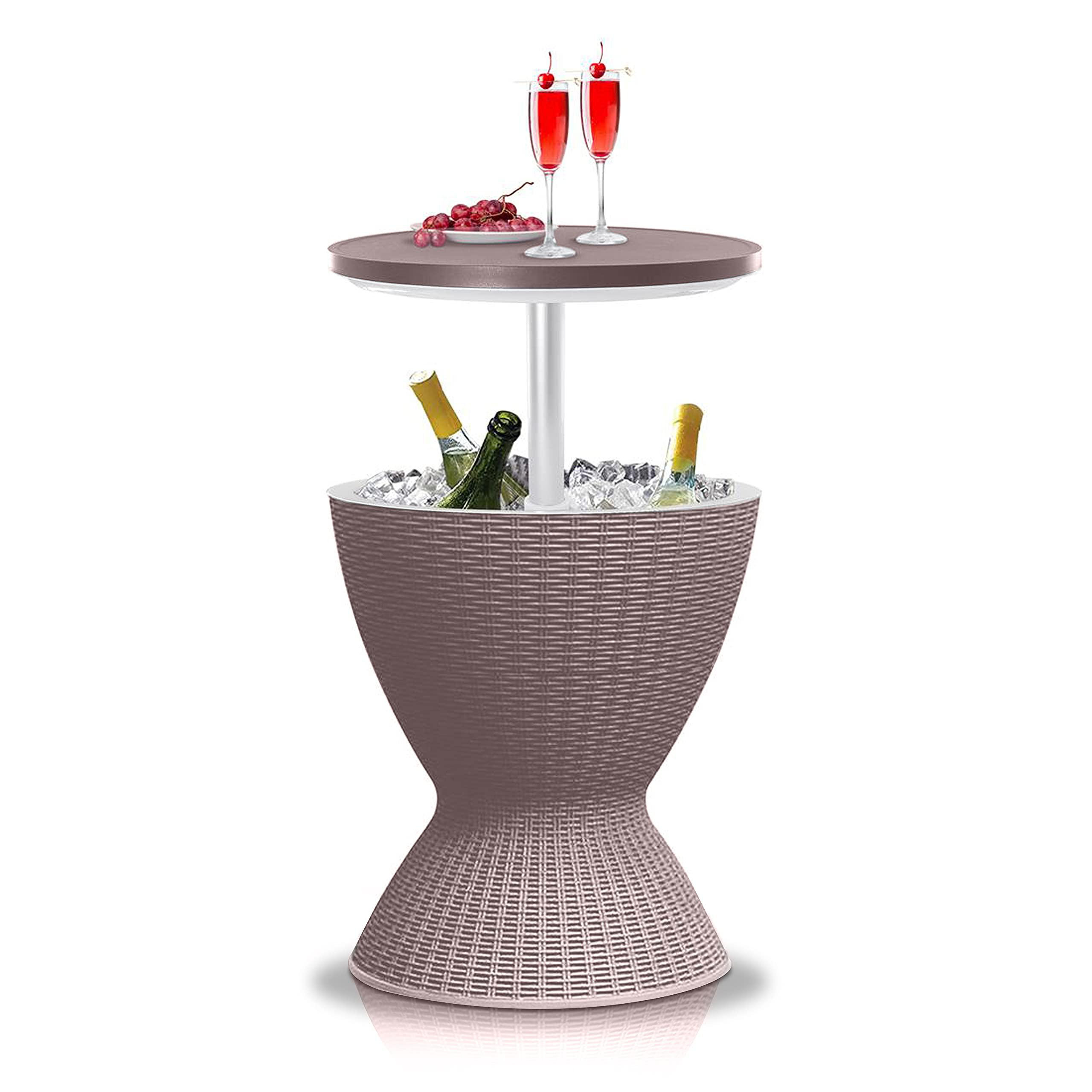 Hokku Designs Outdoor Rattan-Style Cool Bar Table with 7.5 Gallon Beer ...