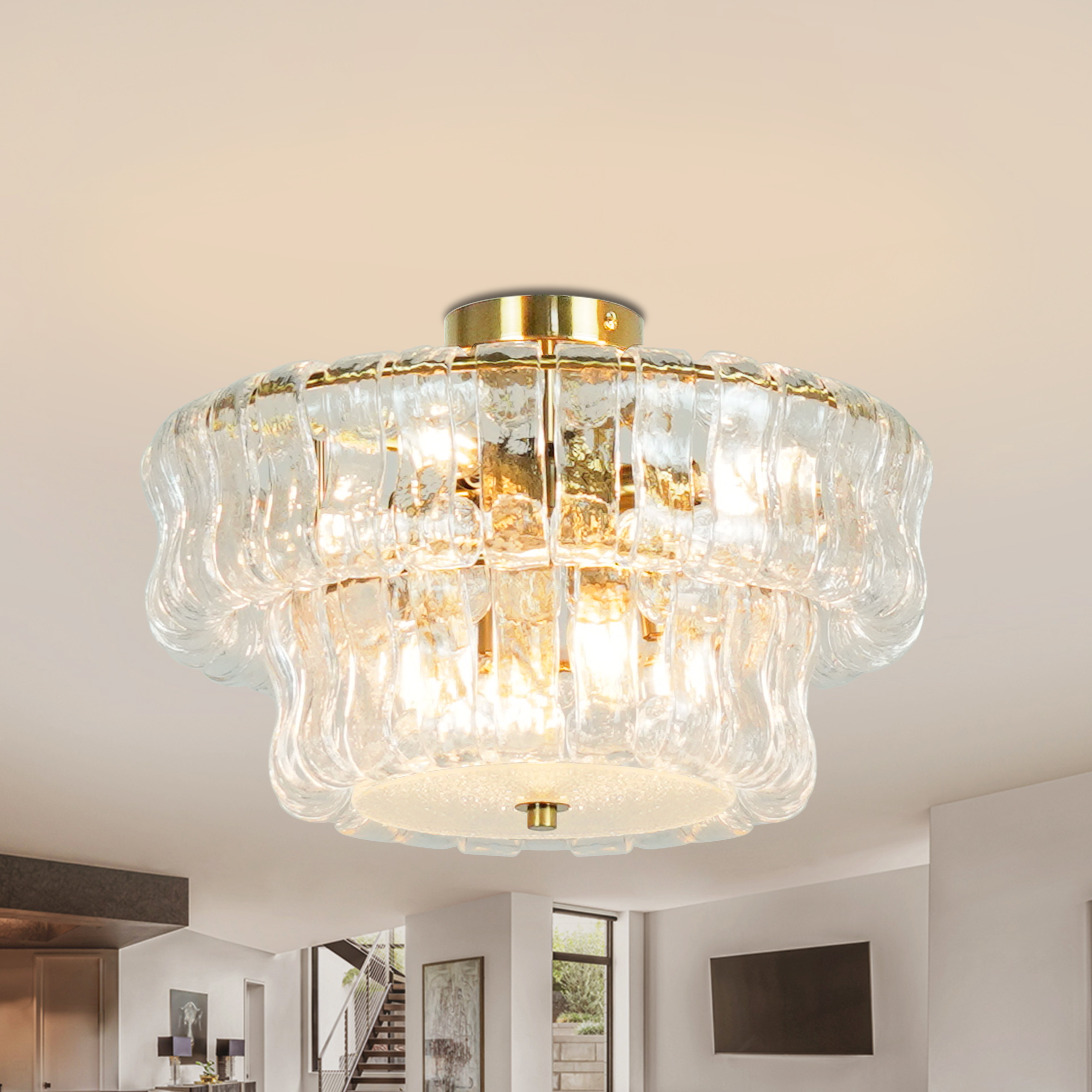 Everly Quinn 8 - Light Flush Mount Ceiling Light Hallway Light Crystal ...