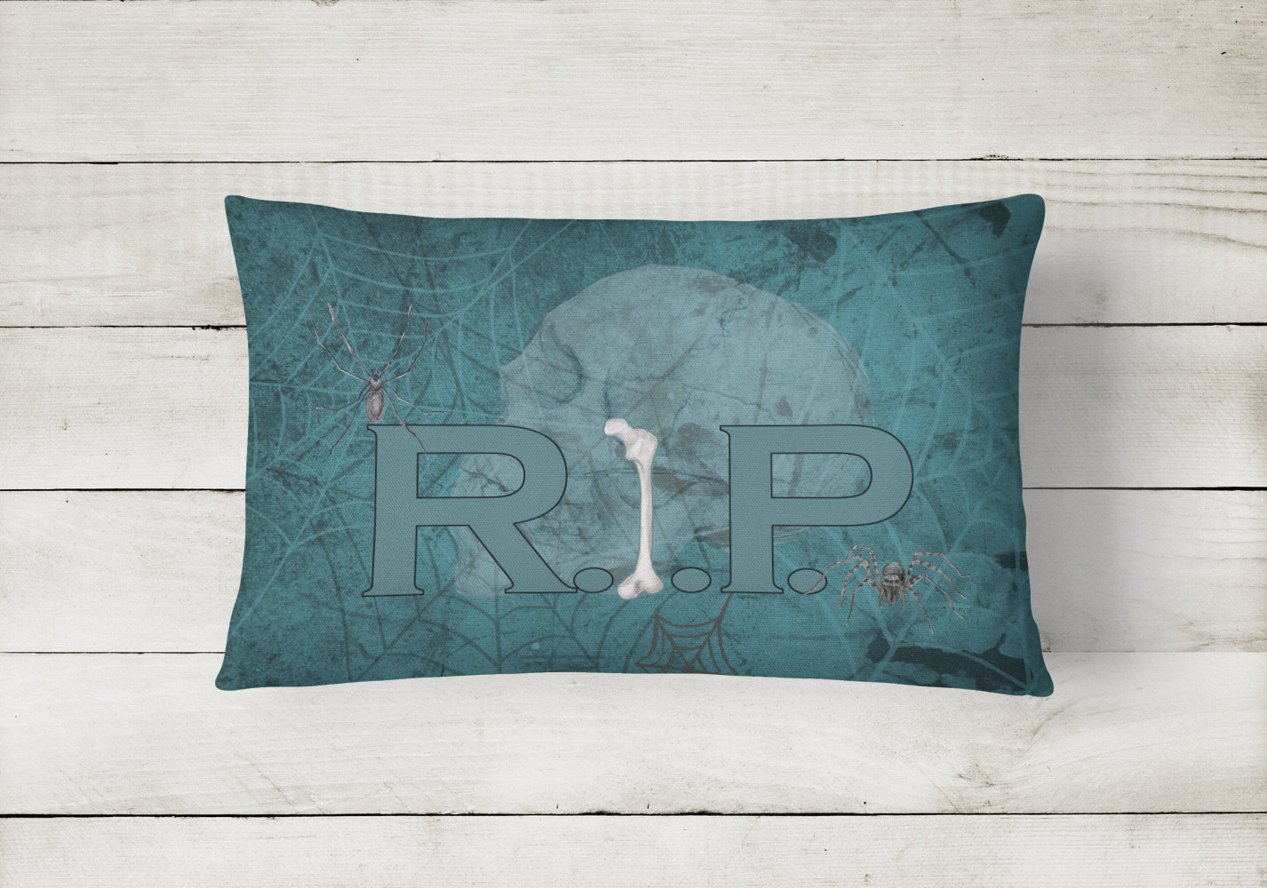 Caroline's Treasures RIP with Spider Web Halloween Indoor/Outdoor Throw ...