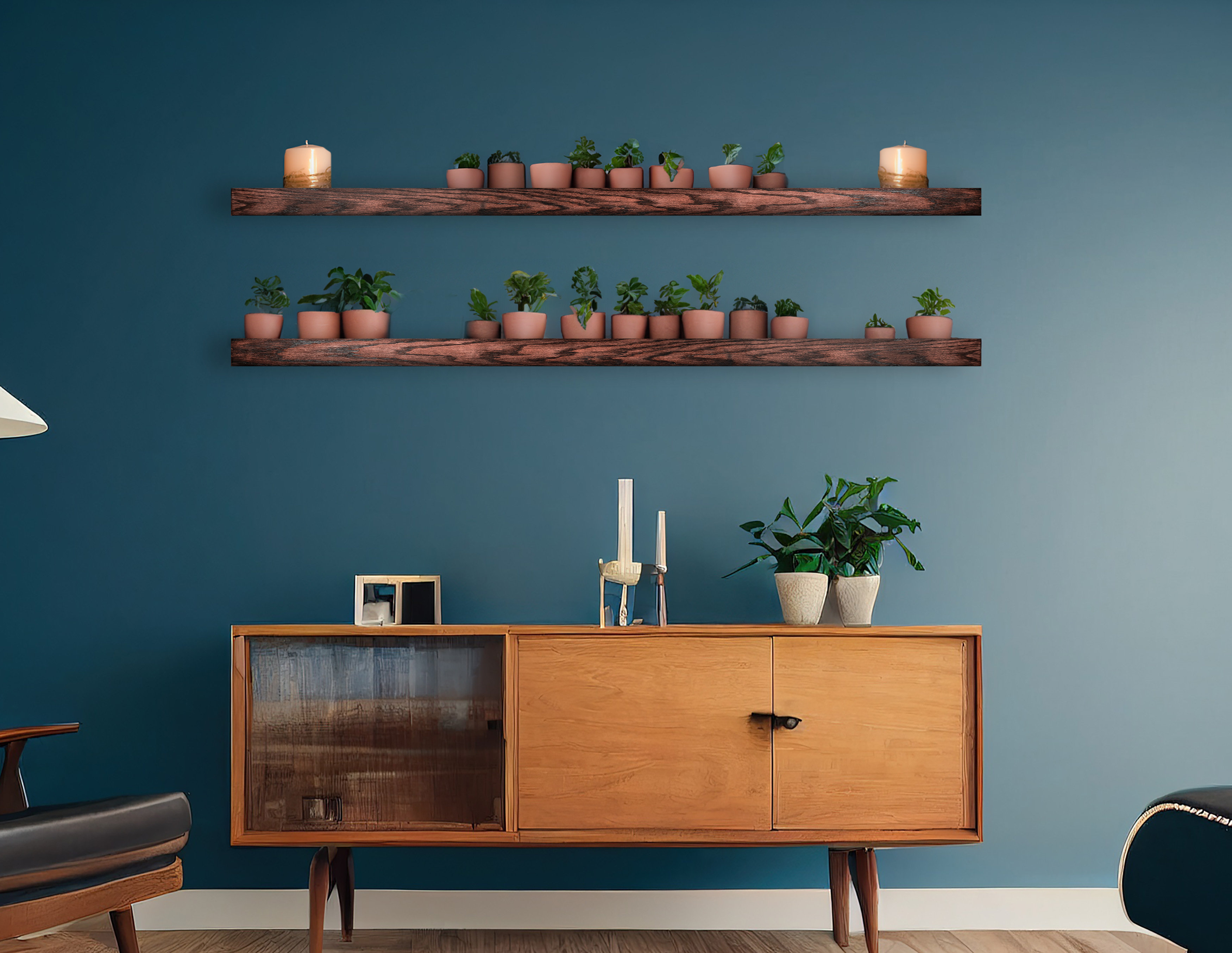 Rayne Mirrors Emerald Lee 2 Piece Oak Solid Wood Floating Shelf | Wayfair