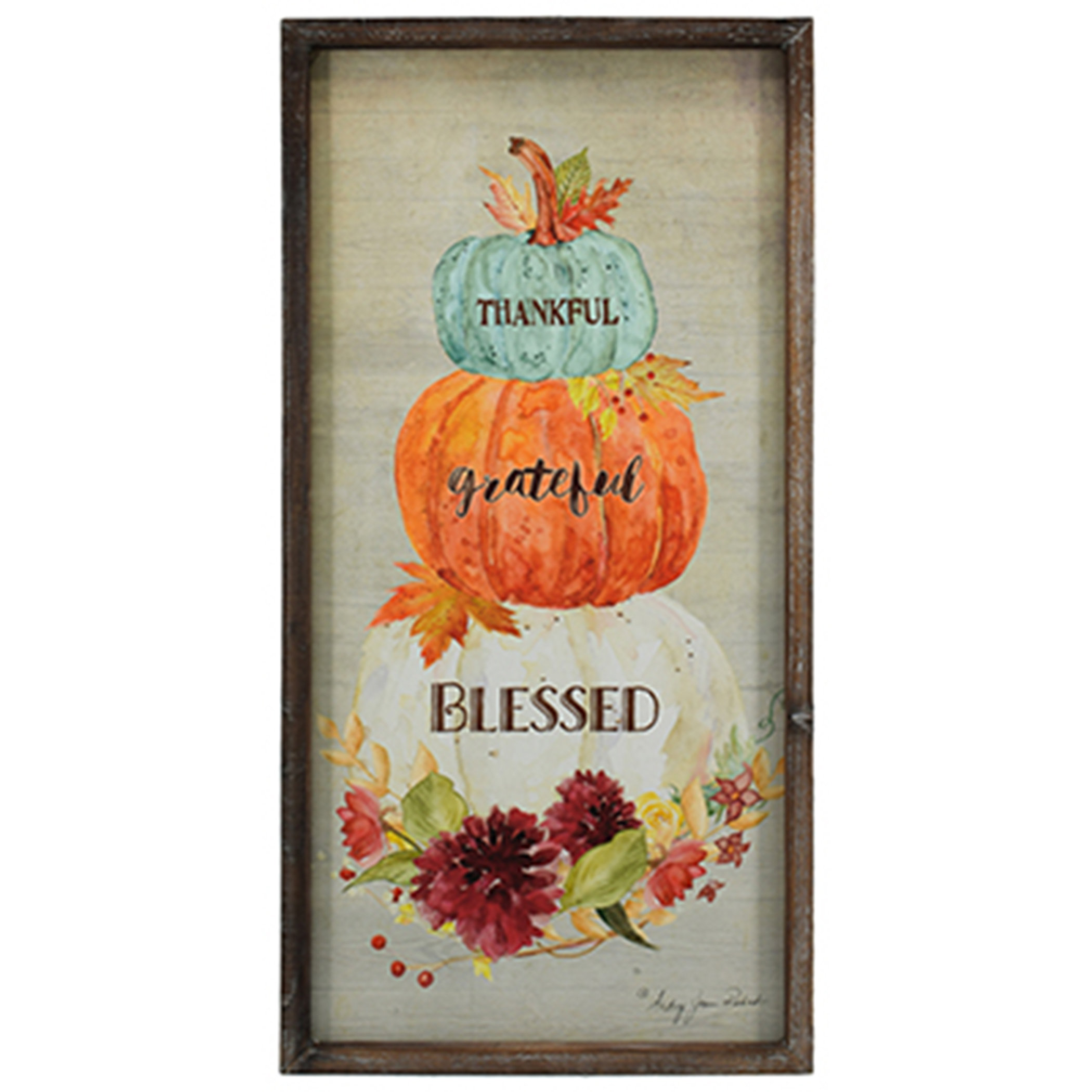 The Holiday Aisle® Grateful Thankful Blessed Pumpkin Wall Décor | Wayfair