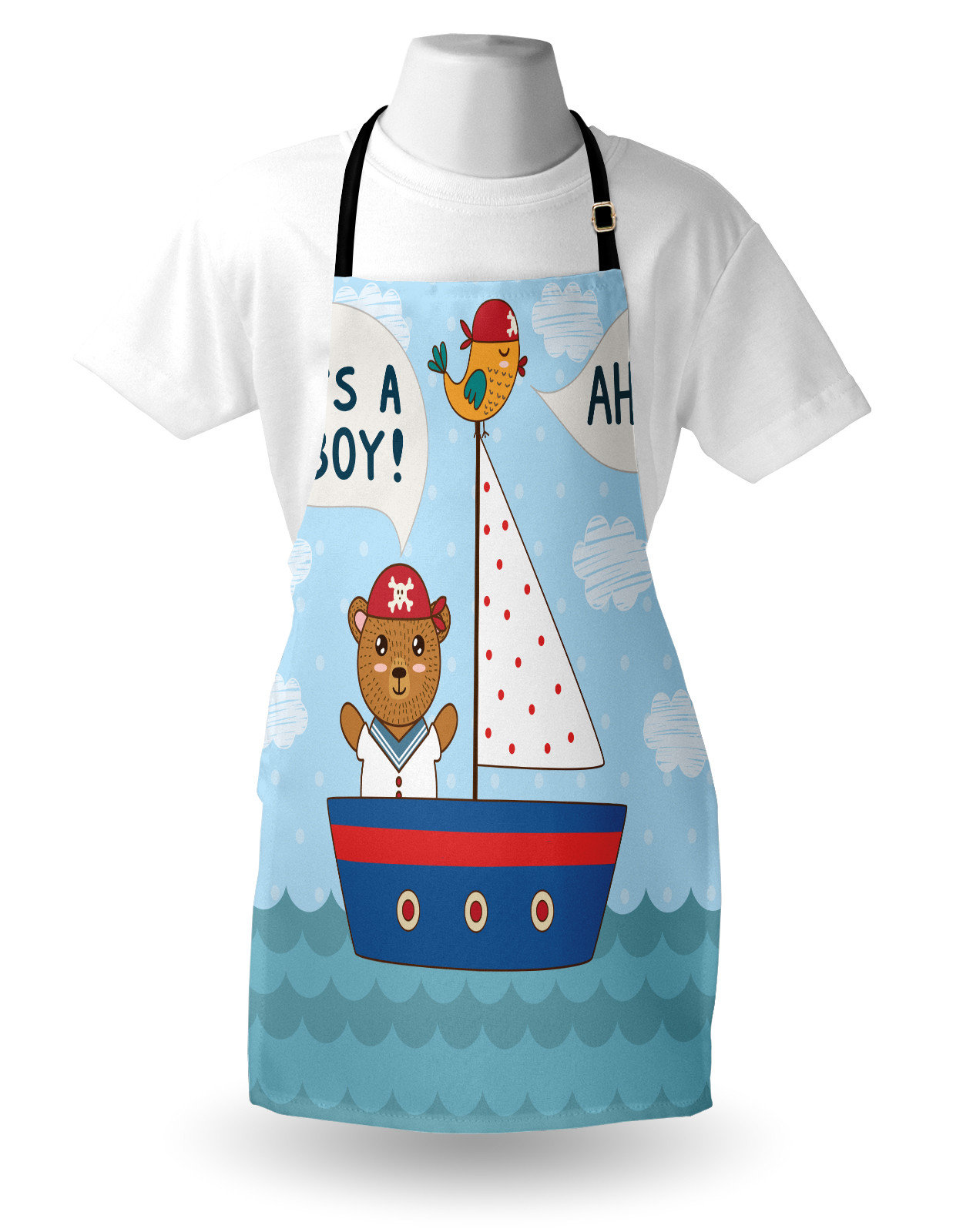 East Urban Home Reveal Party Apron Unisex, Sailor Bear and Bird, Adult ...