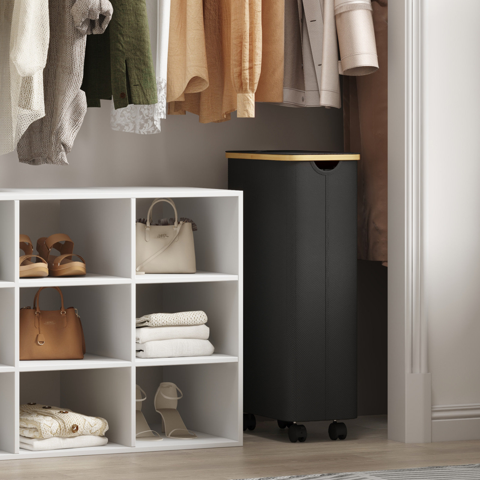 Lifewit 65l Slim Laundry Basket With Wheels, Narrow Rolling Laundry ...