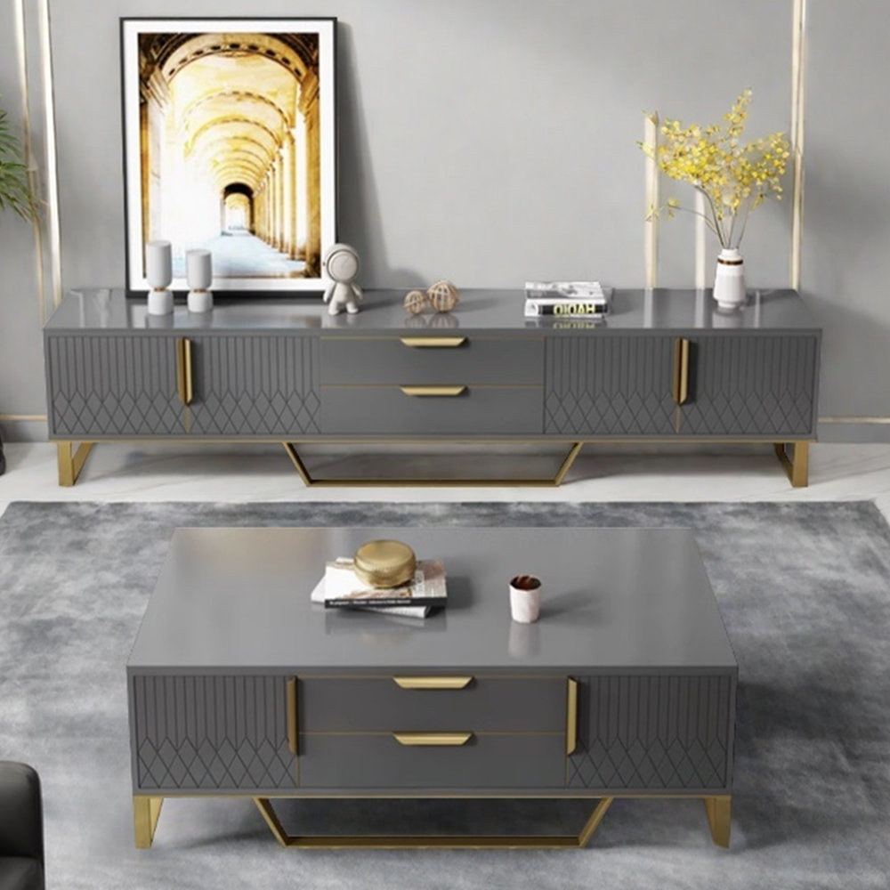 Wu's StylishVault Light luxury coffee table TV cabinet combination ...