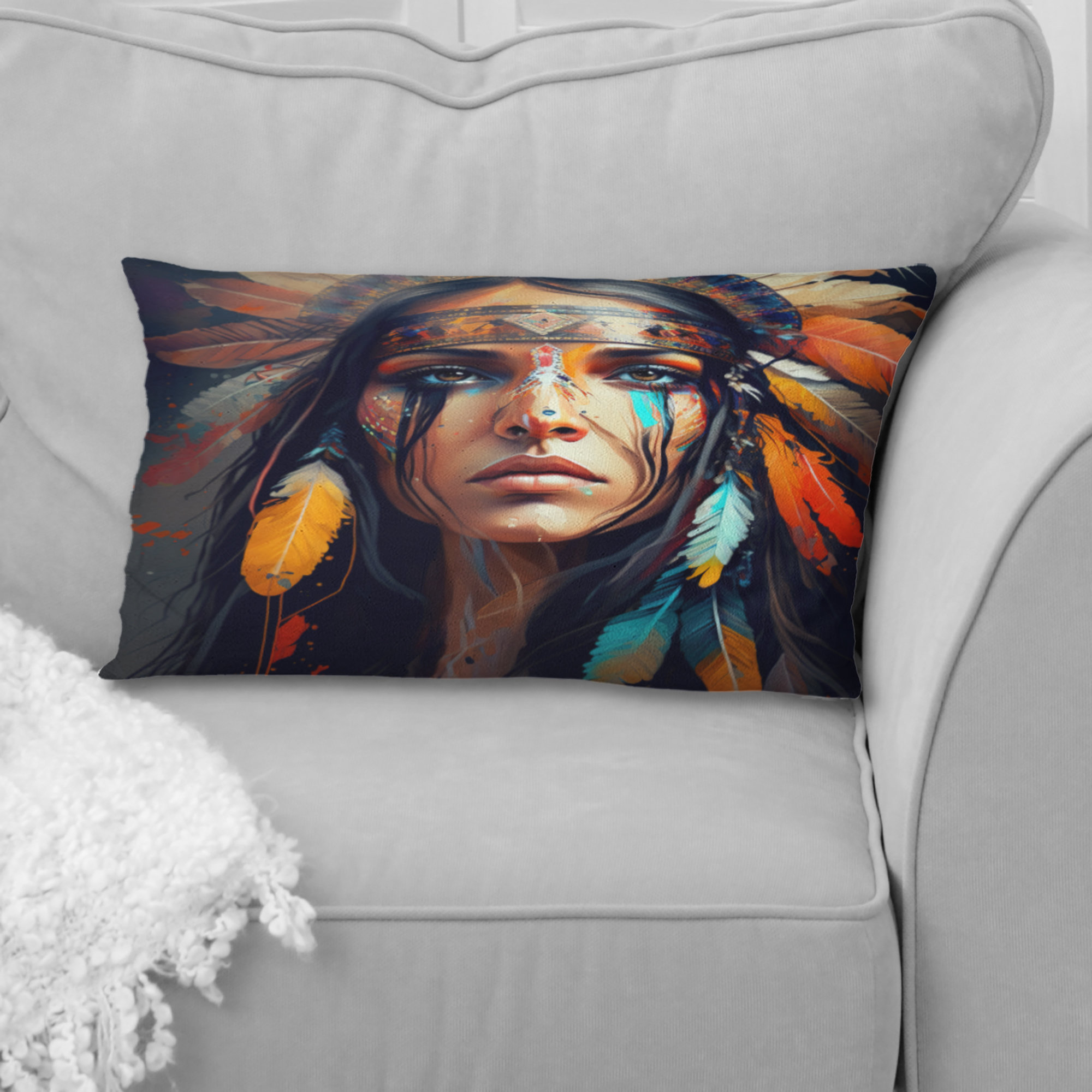 Design Art Colorful Native American Woman VII - Woman Boho Printed ...