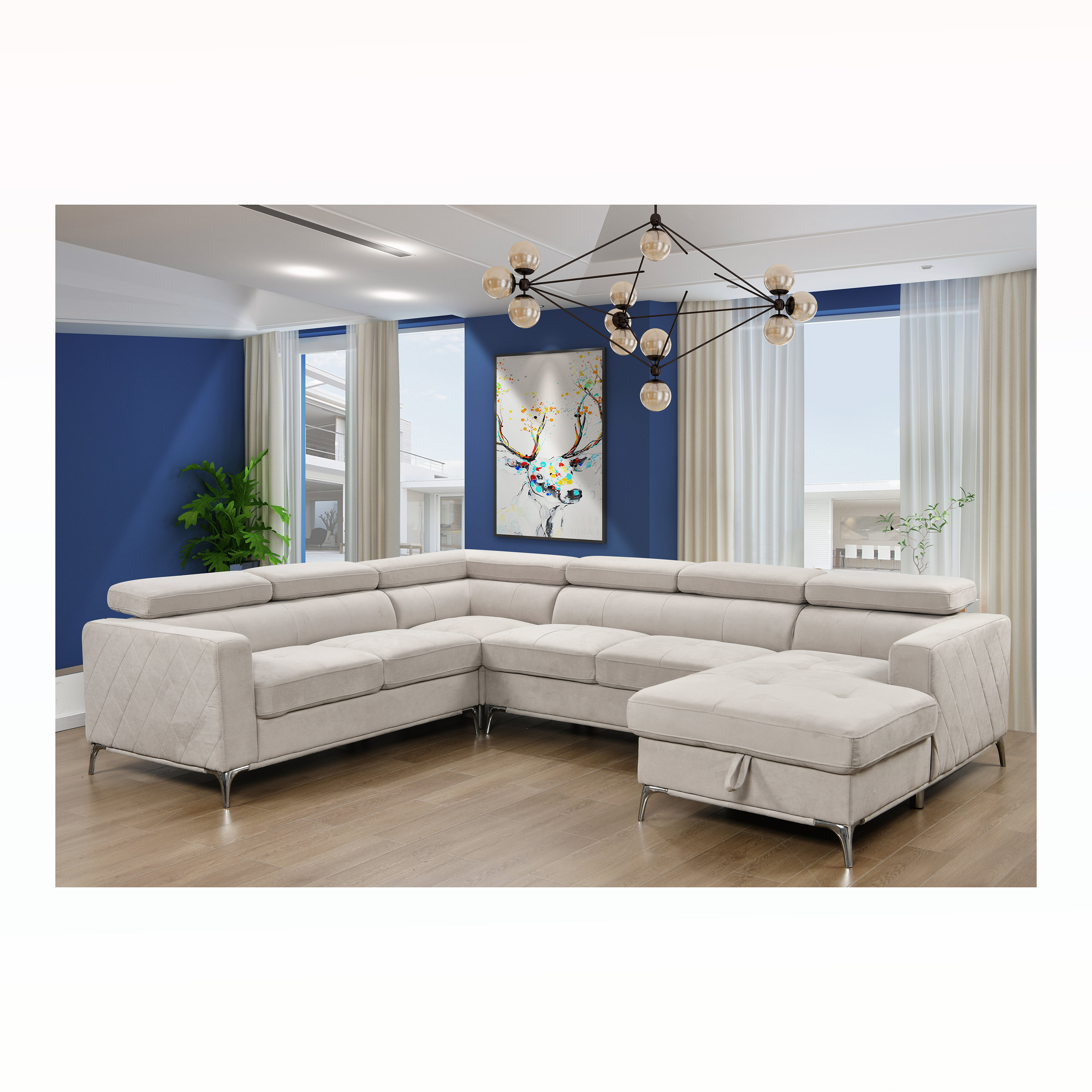 ROKAWO 122 inch Oversized Sectional Sofa Couch with Chaise Storage ...