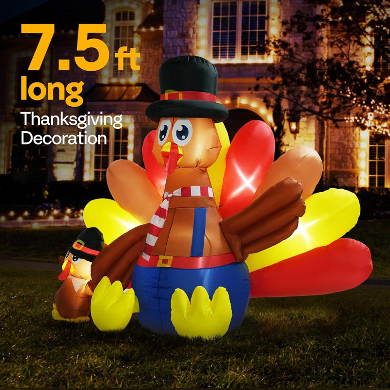 The Holiday Aisle® 7.5ft Long Thanksgiving Inflatable Led Lighted ...
