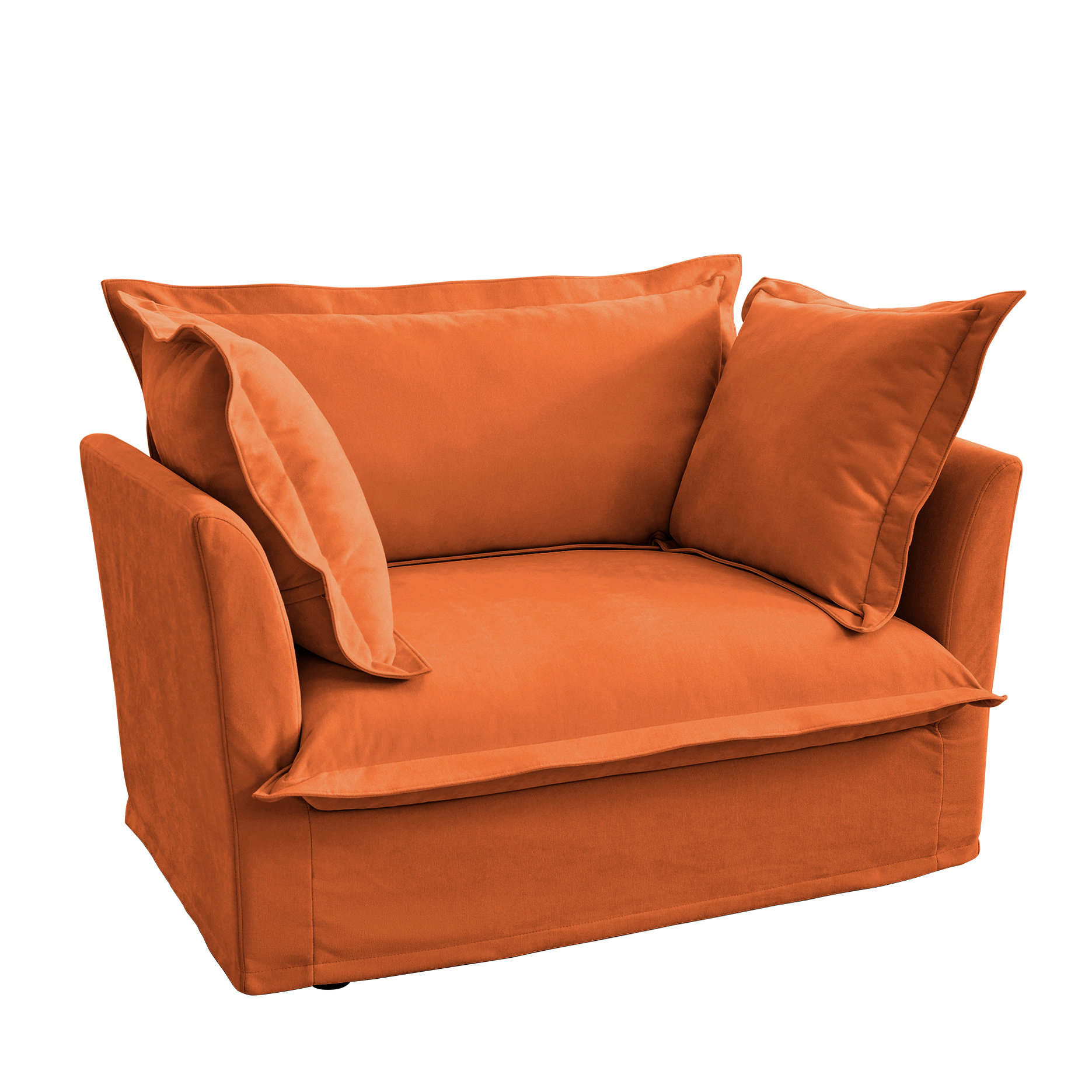 Ebern Designs Single, Orange, Chenille Armchair, Luxurious Comfort, Big ...
