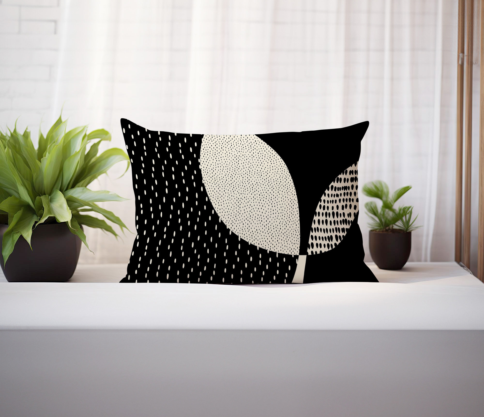 ULLI HOME Vikka Minimalist Reversible Indoor/Outdoor Lumbar Pillow ...