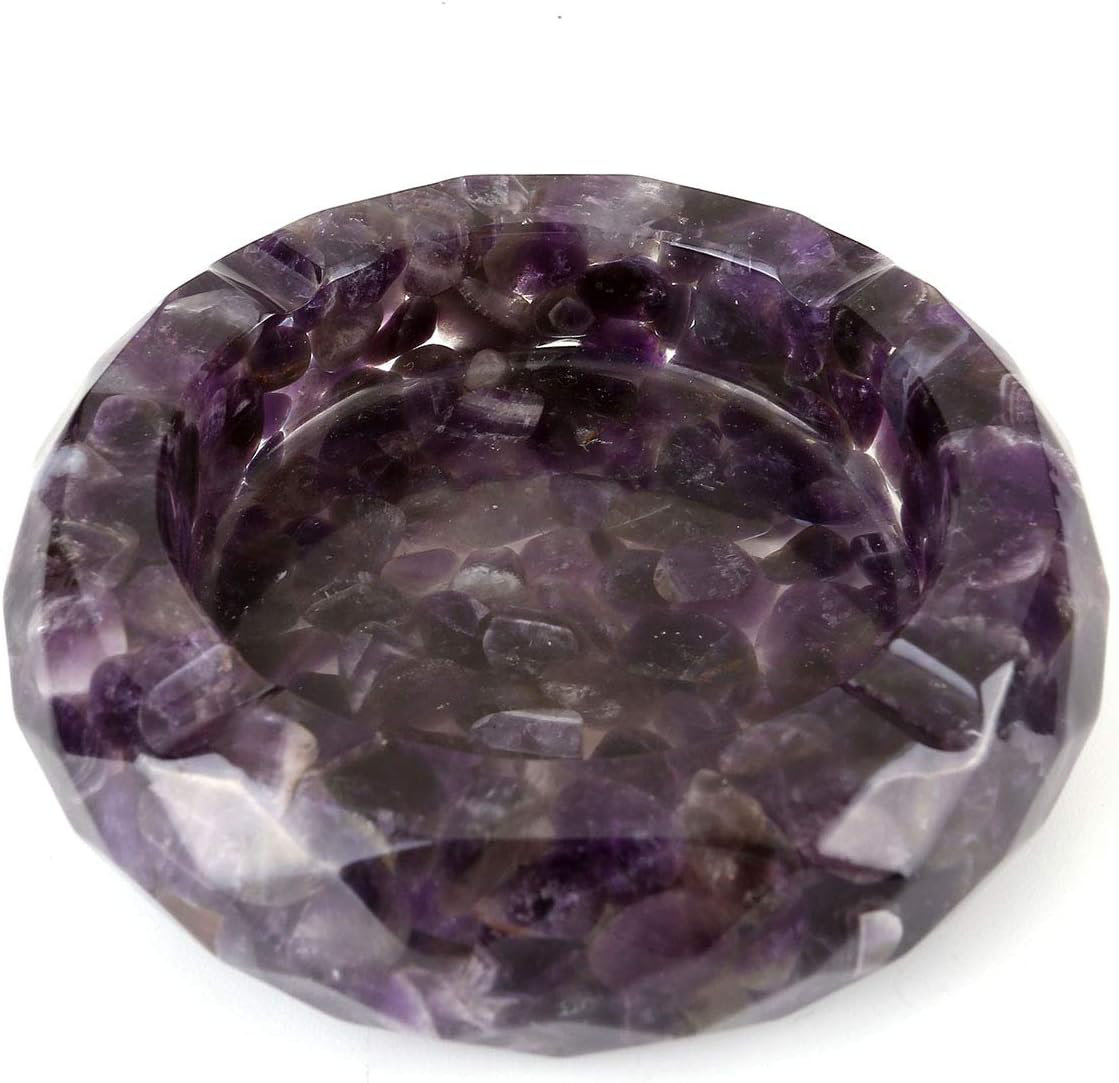 WIZIAT Yoption Amethyst Crystal Ashtray, Resin With Tumbled Chip Stones ...