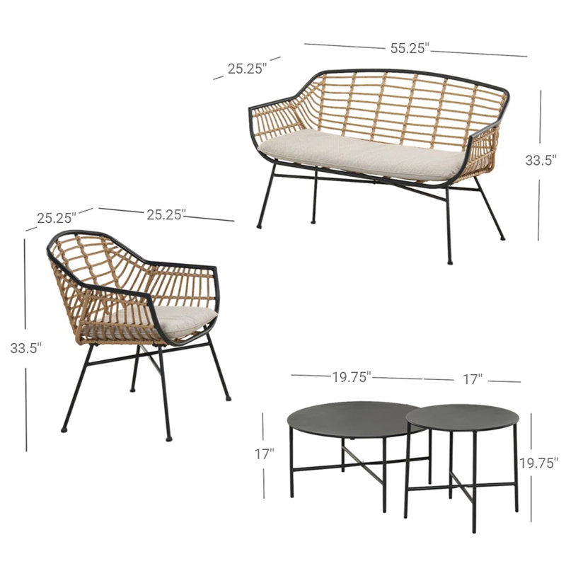 Bay Isle Home™ Bletsoe 5 Piece Conservatory Living Room Set | Wayfair