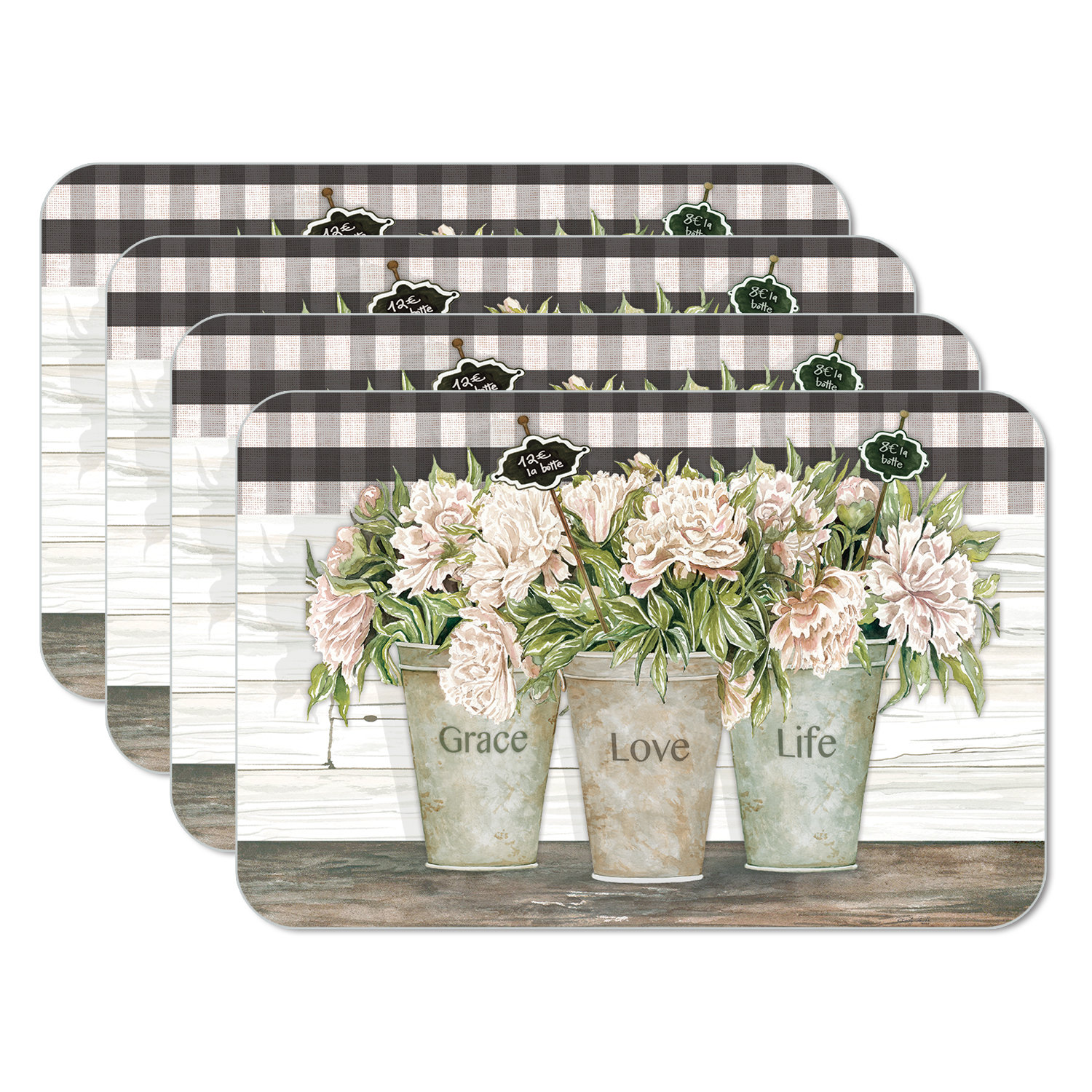 Gracie Oaks Alvin Vintage Farmhouse 4 Piece Reversible Placemats | Wayfair