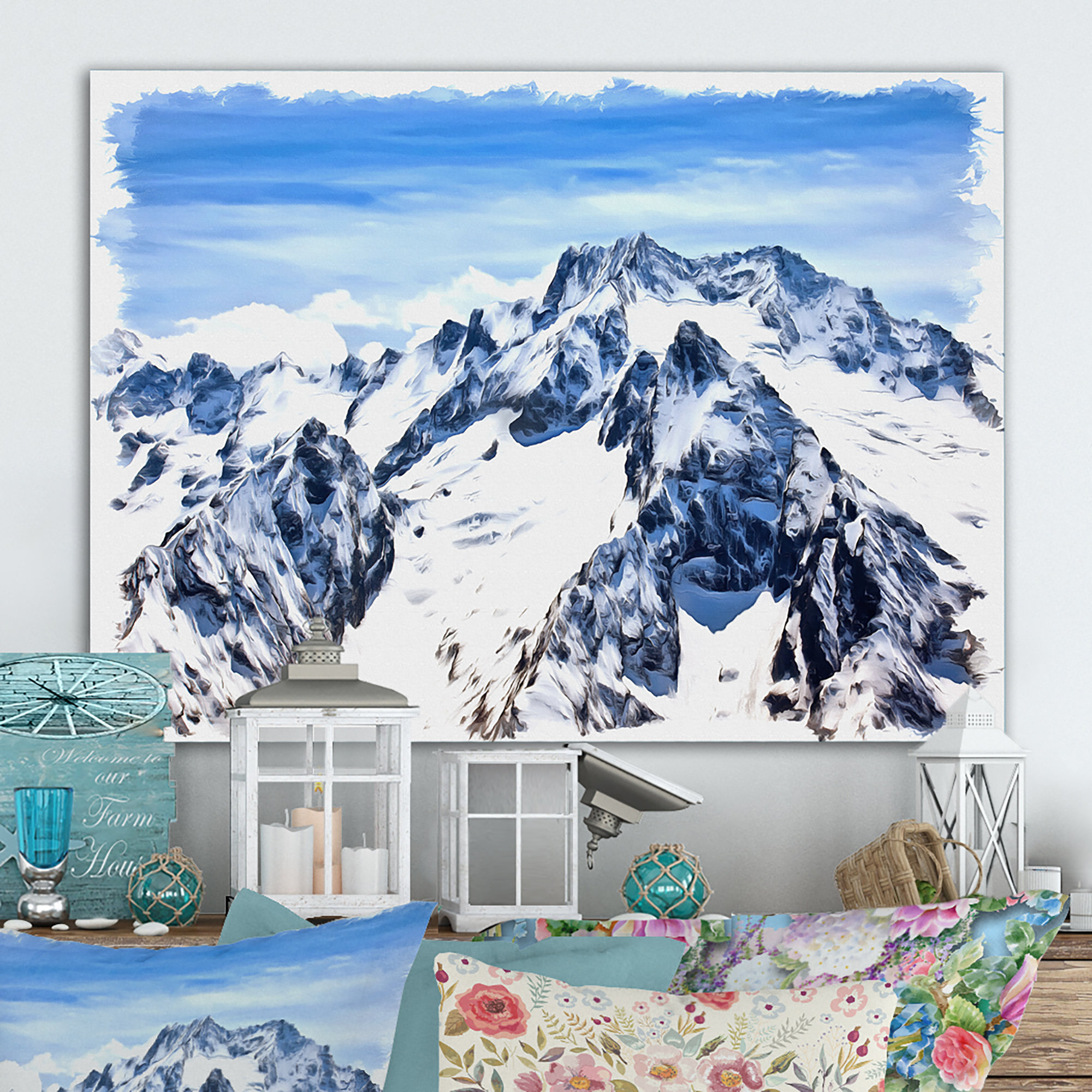 Millwood Pines Rockies Mountain In Winter - Floater Frame Print on ...