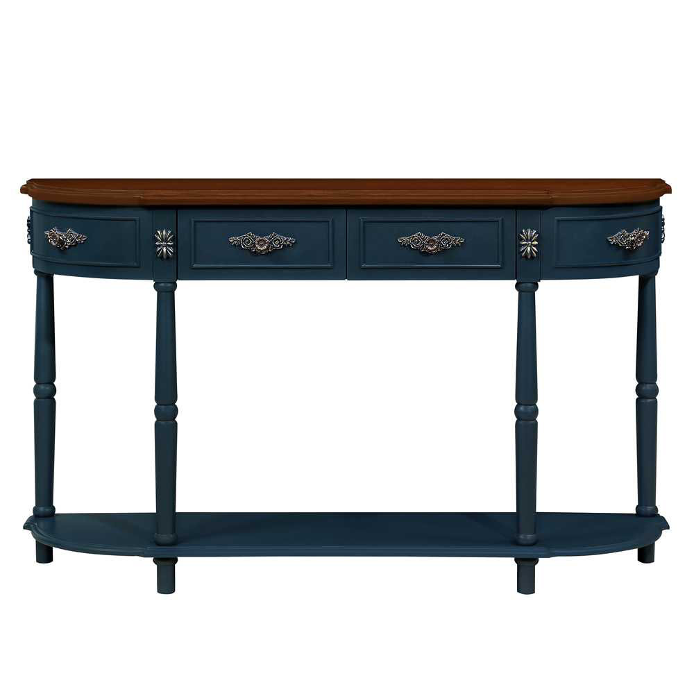 Alcott Hill Retro Curved Wood Console Table, 52 inch Circular Half Moon ...