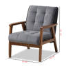 Dovecove Track Armchair with Velvet Fabric Upholstery and Walnut ...