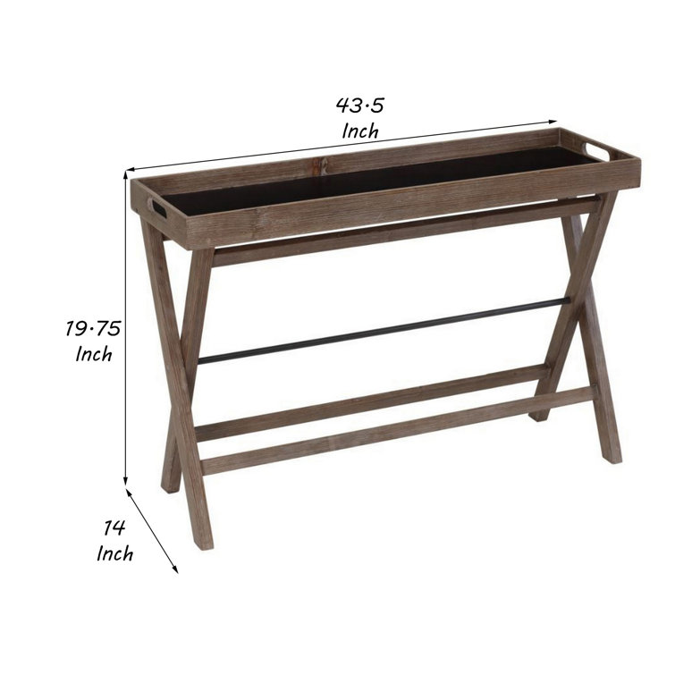 Gracie Oaks 43.5 Inches Removable Tray Top Wooden Coffee Table With X ...