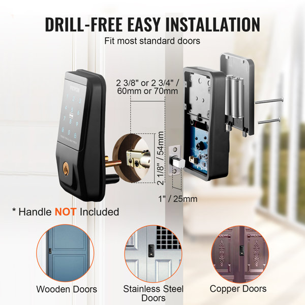 VEVOR Smart Lock Keyless Entry Door Lock Bluetooth App Control Keypad ...