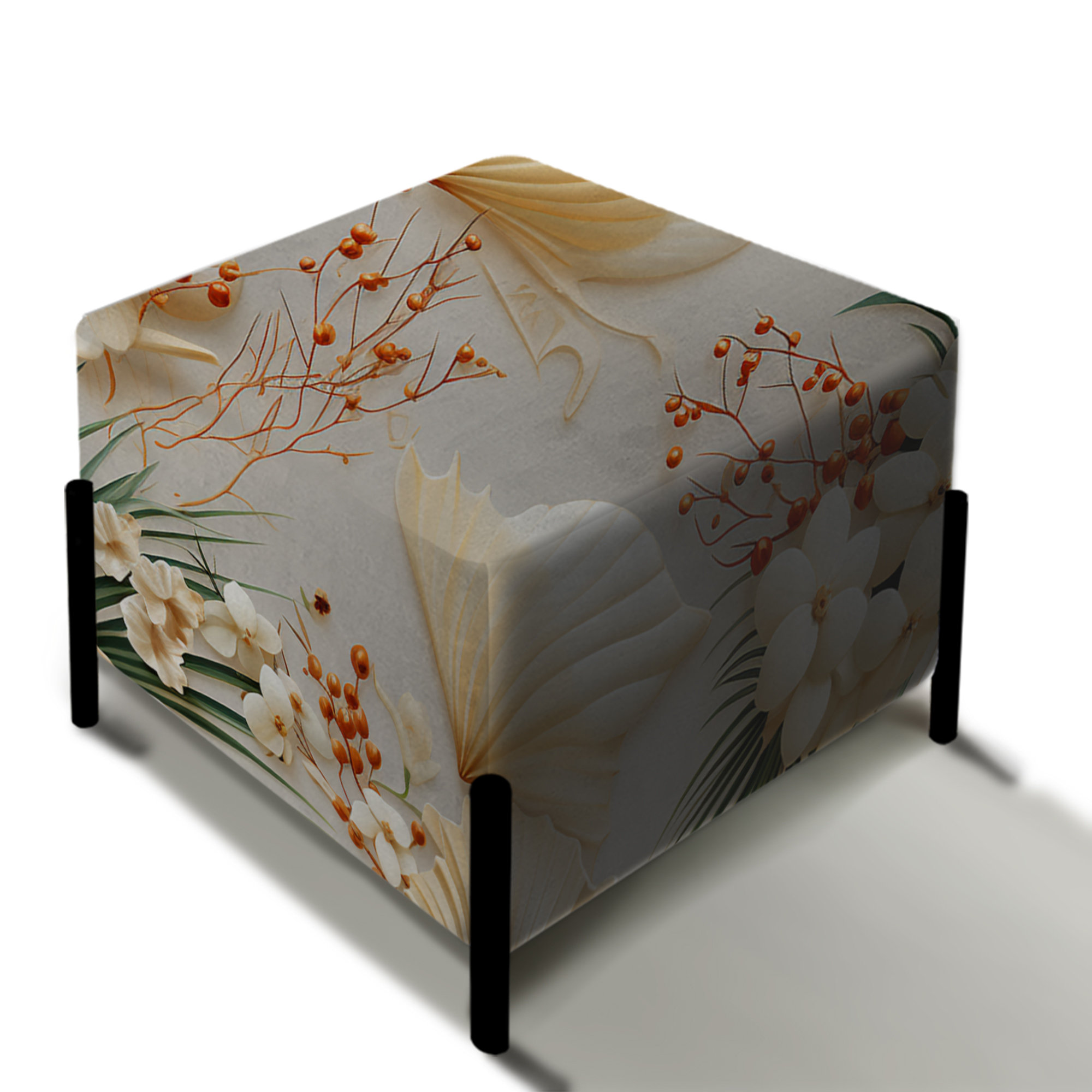 Design Art Seashell Serenity Tropical Pattern - Coastal Square Ottoman ...