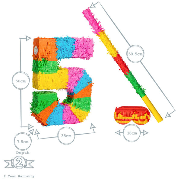 Fax Potato - Pinatas Number 5 Cardboard Pinata, Stick and Blindfold Set ...