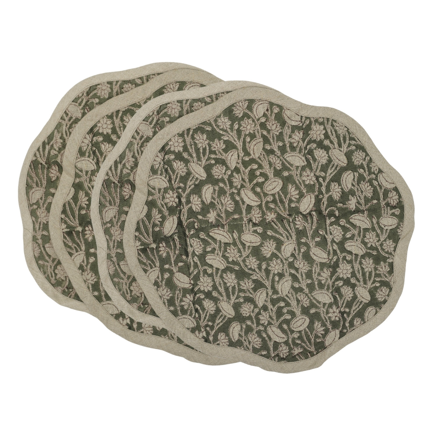 Fabdivine 15"Ethereal Scalloped Placemats - Pishta | Wayfair