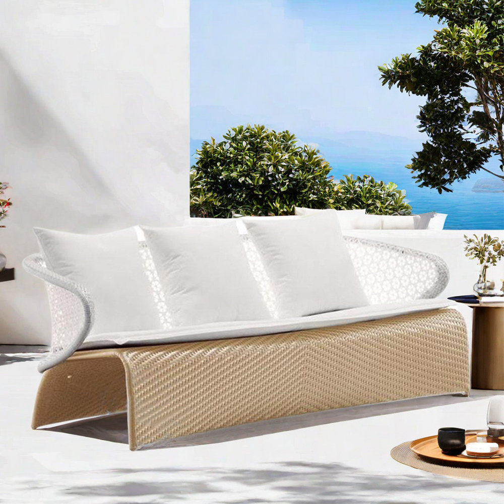 Elegance Furnishings PE Rattan Patio Sofa 70.87'' Wicker Outdoor Patio ...