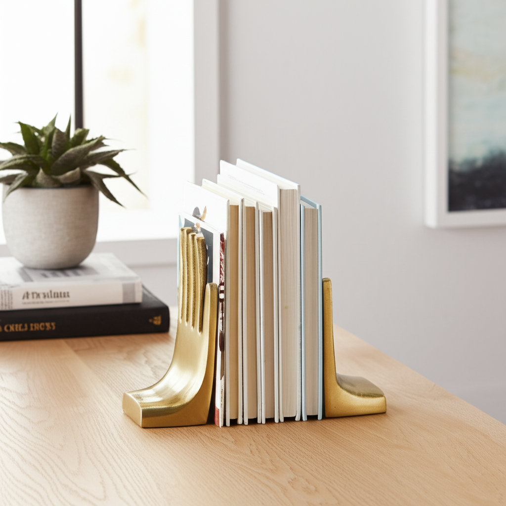 Mercer41 Modern Glam Bookends Metal Aluminum Hand-Shaped Sculptural ...