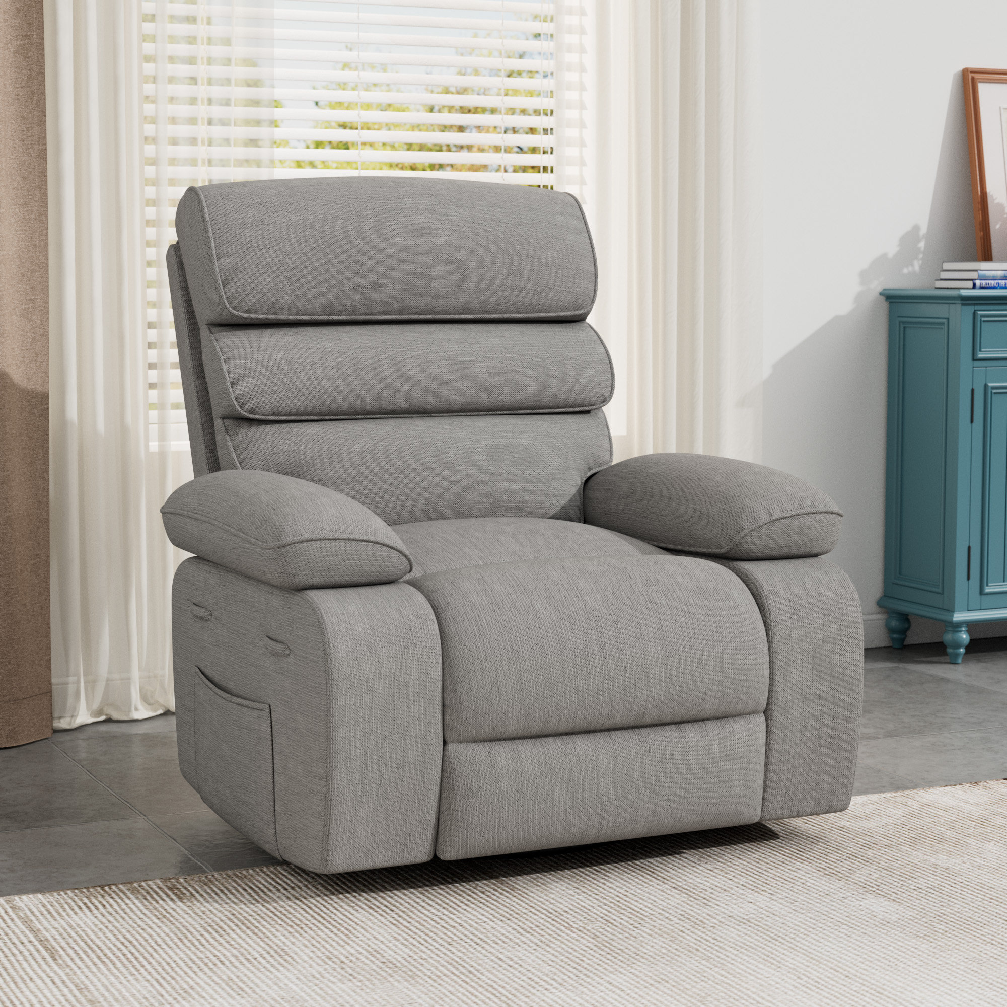 Latitude Run® 34" W Swivel Rocker Recliner with Heat and Massage ...