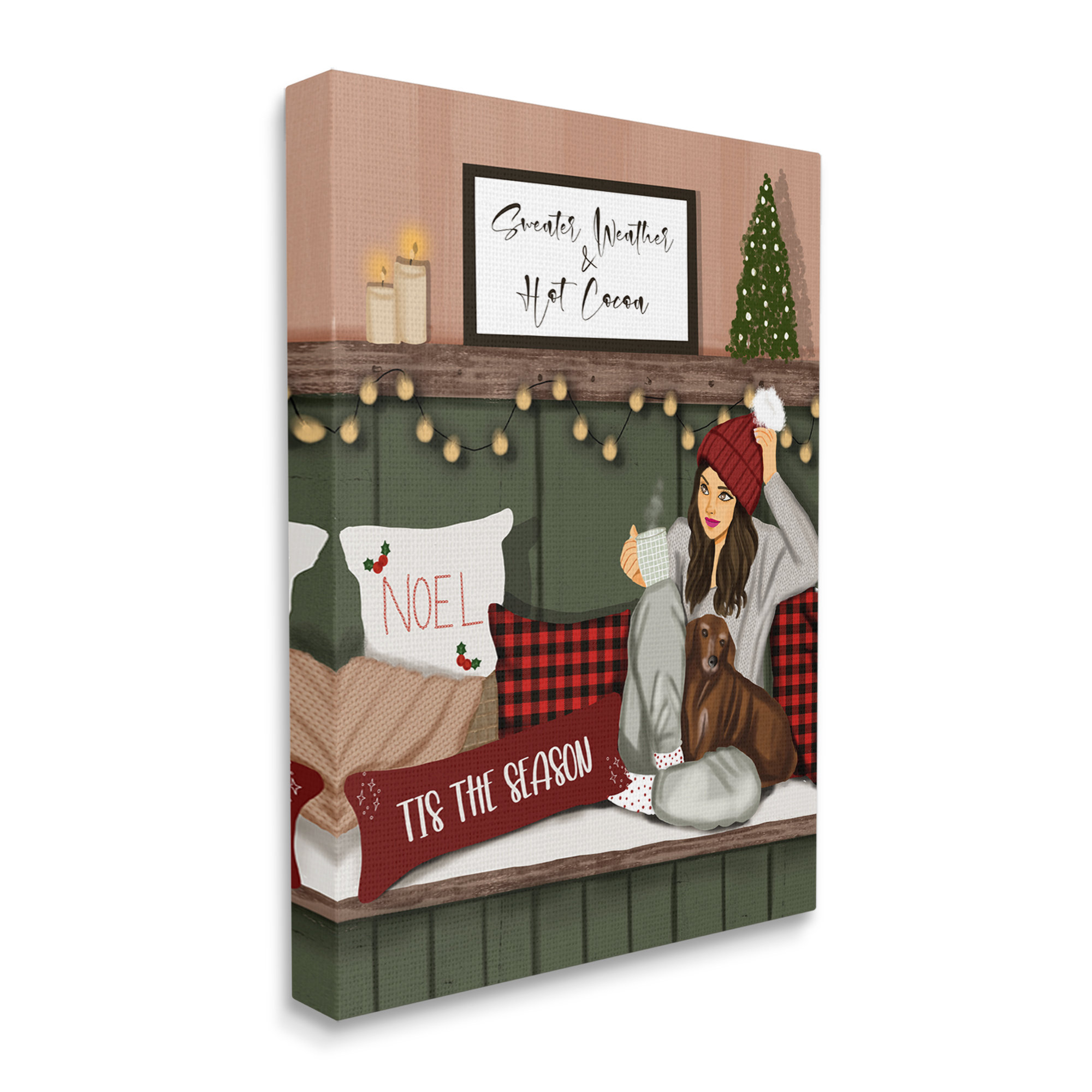 The Holiday Aisle® Cozy Girl With Christmas Phrases On Canvas by Saba ...
