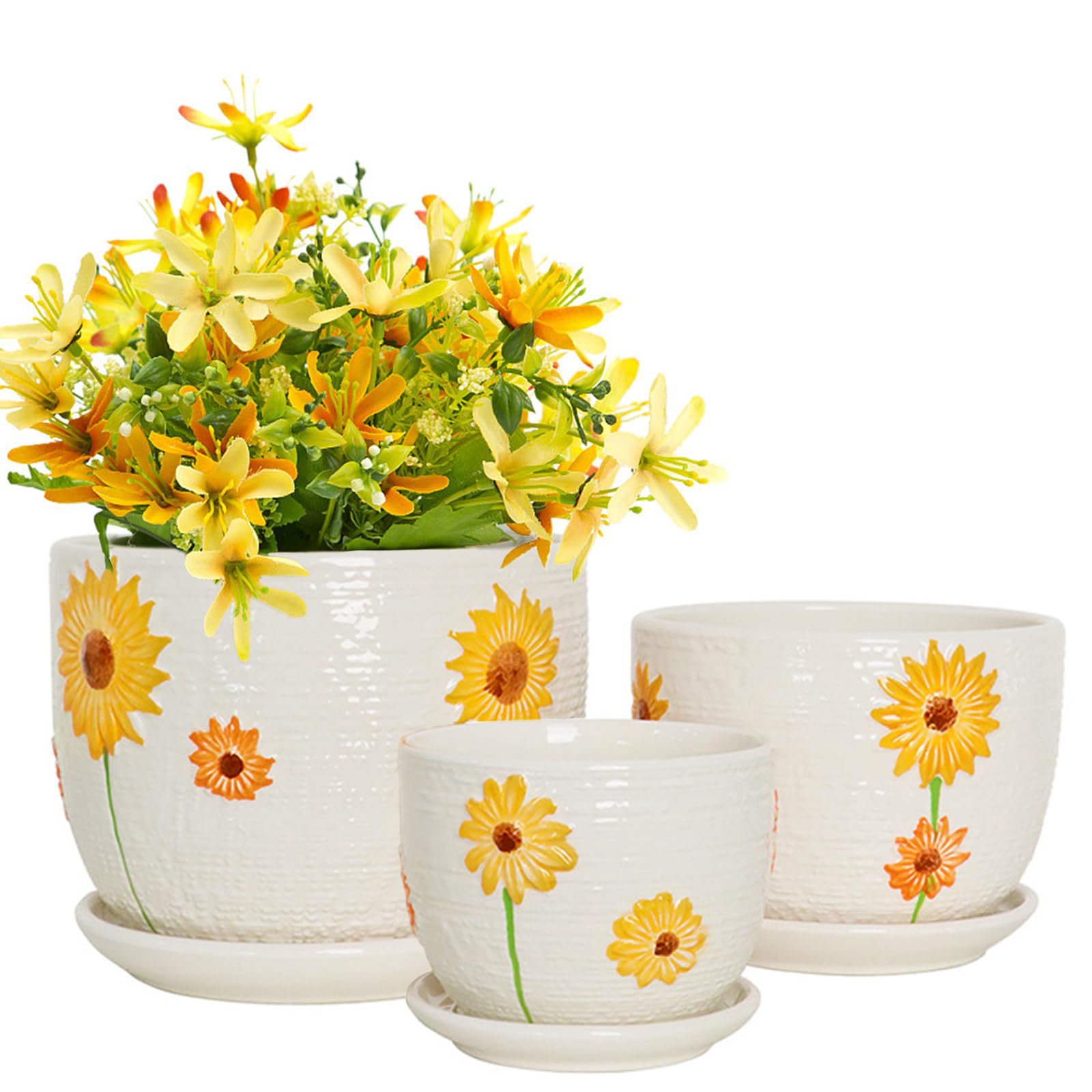 Winston Porter Ceramic Plant Pots Set Of 3, 6.75/5.6/4.2 Inch Planters ...