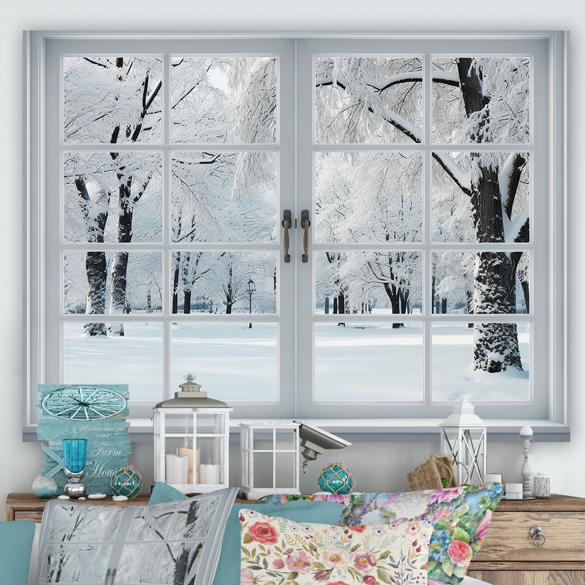Millwood Pines Winter Forest window views I - Winter Landscape Framed ...