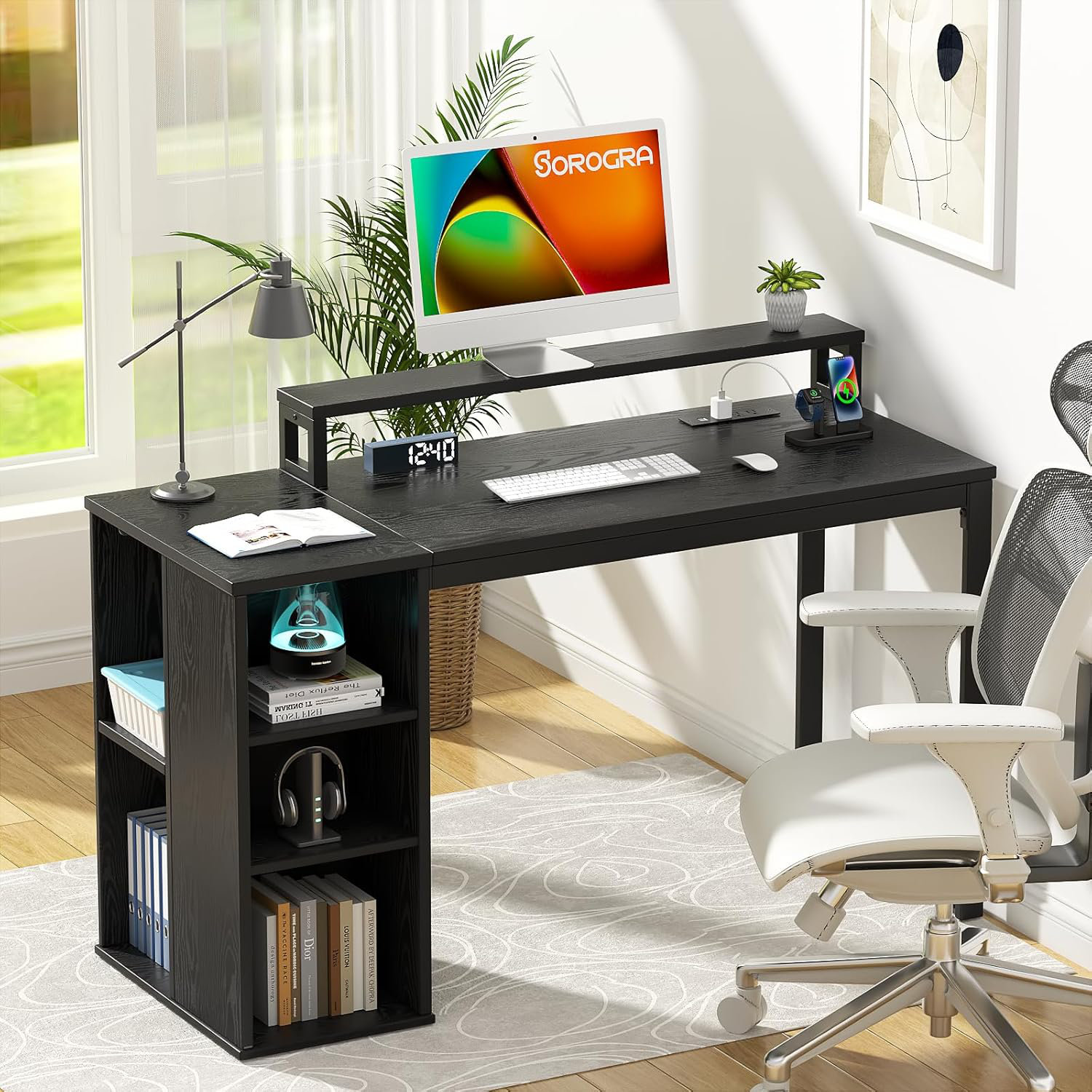 Wrought Studio™ Small Computer Desk With LED Lights 39.4 Inch Gaming ...