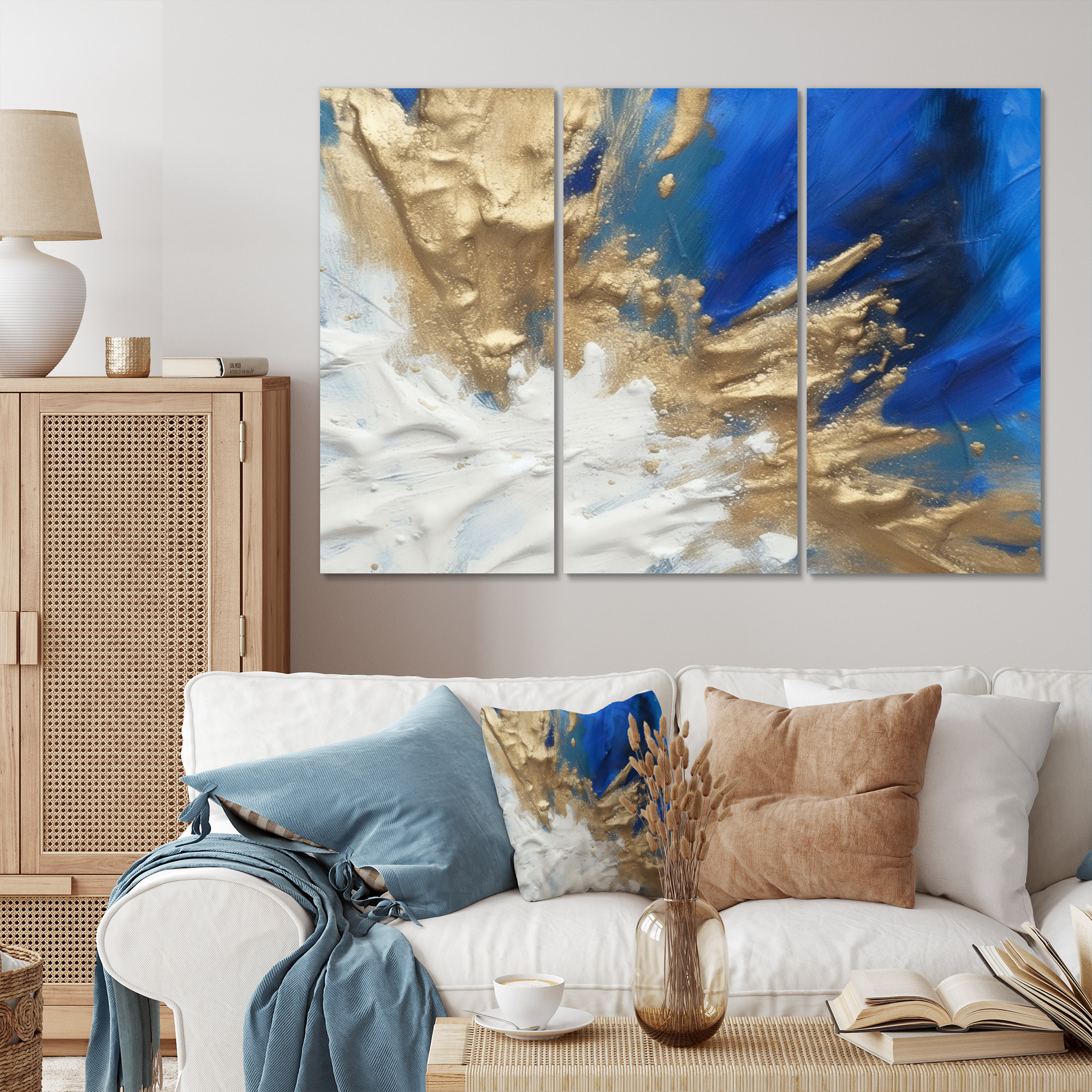 Ivy Bronx Transcendence Abstract In Blue And Gold II - Abstract Canvas ...