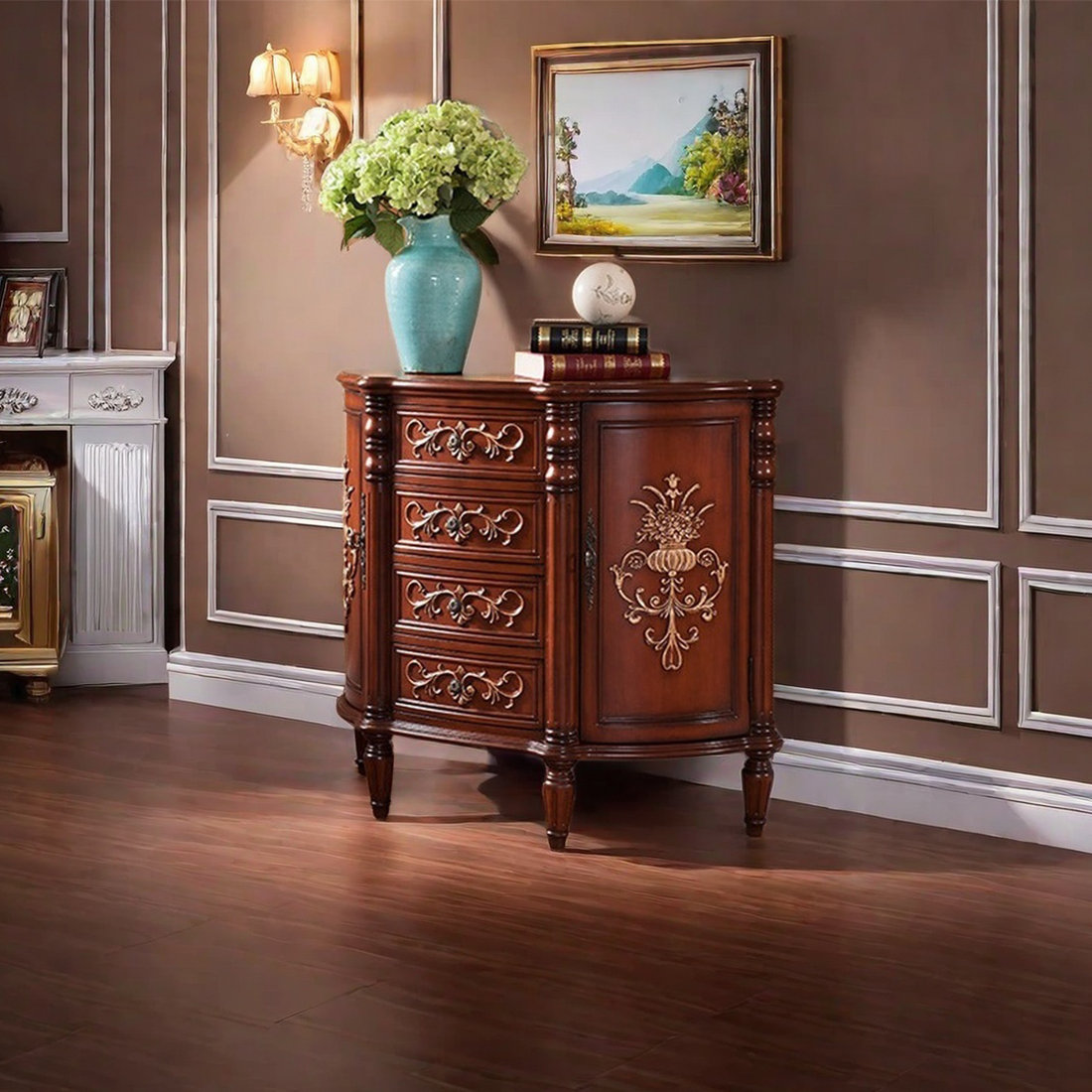 Ruthber Solutions European Style Half-Round Storage Accent Cabinet ...